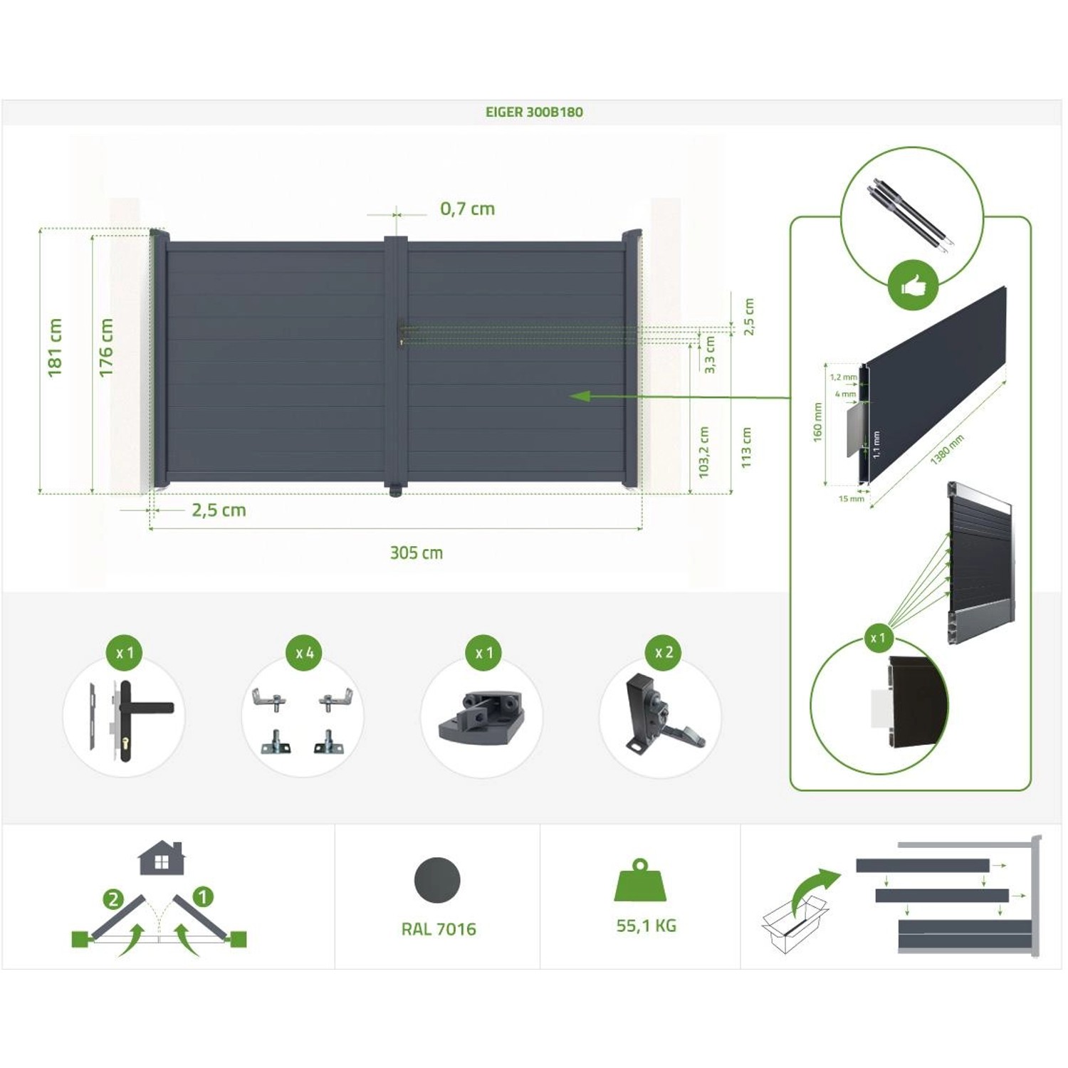 Casanoov Flügeltor Elektrisch Eiger 300x180cm & Drehtorantrieb Tanker ...