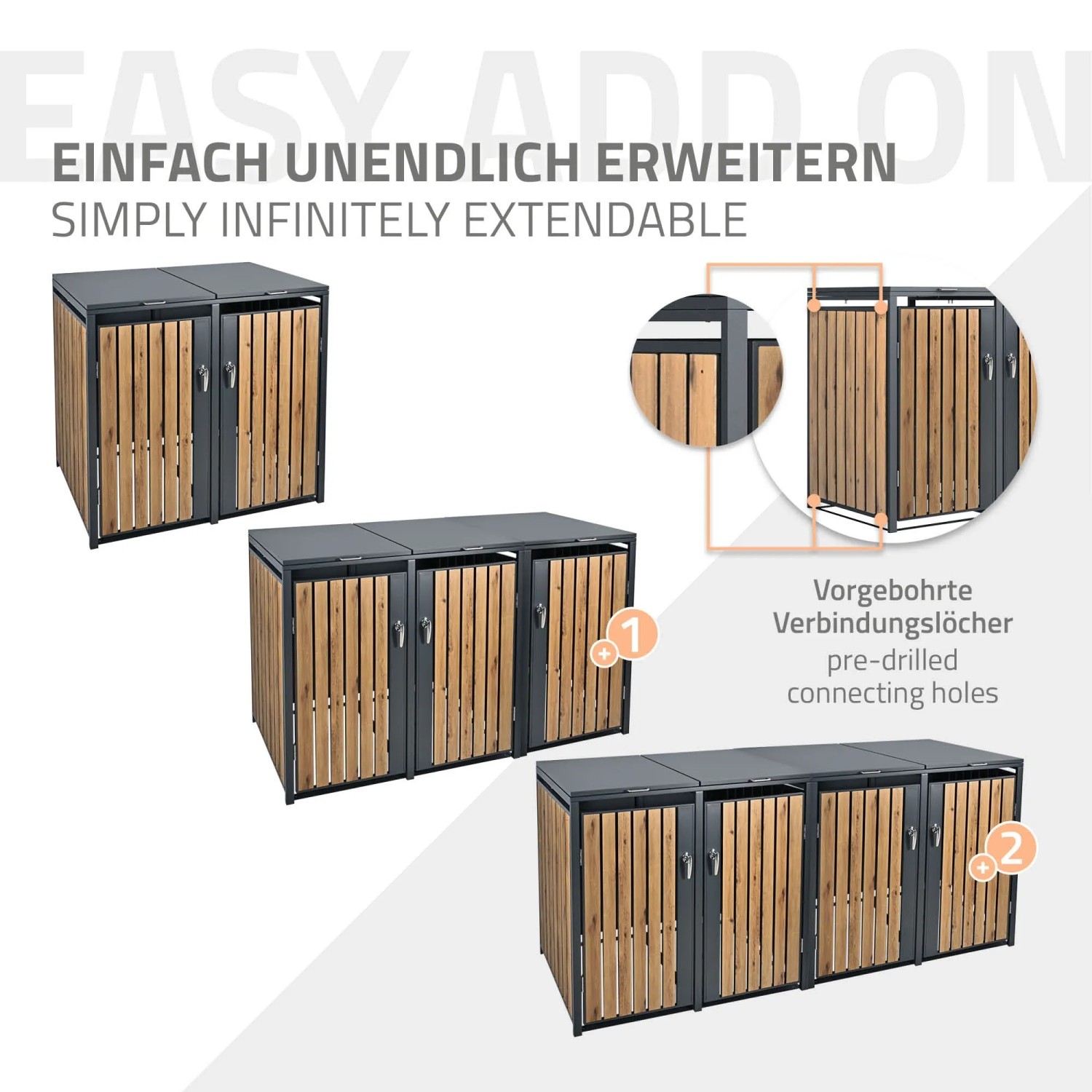 ML-Design Mülltonnenbox 4Er 4 Tonnen 240L 264x80x116,3cm Anthrazit ...