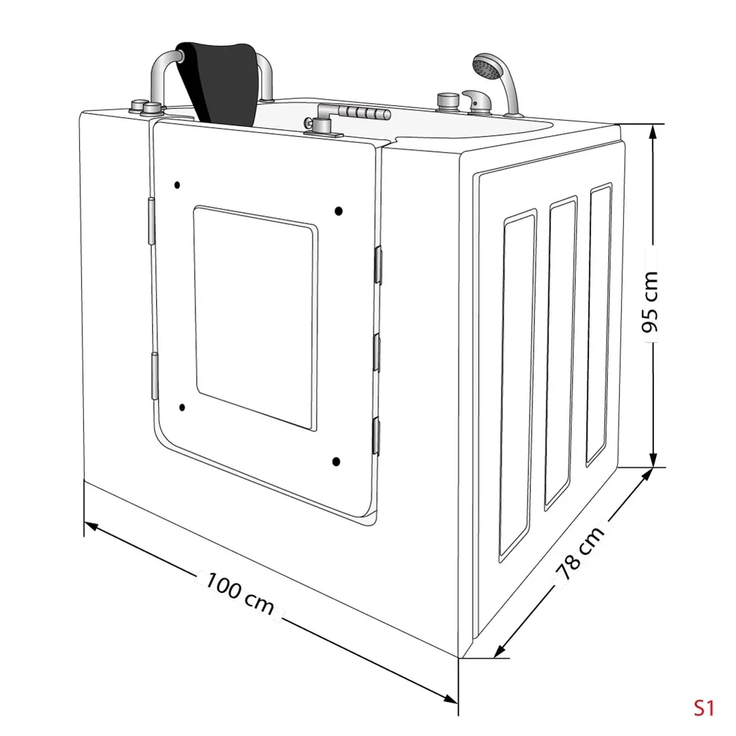 AcquaVapore Whirlpool Sitzwanne mit Tür S02WP-TH-A-L 78 x 100 cm kaufen ...