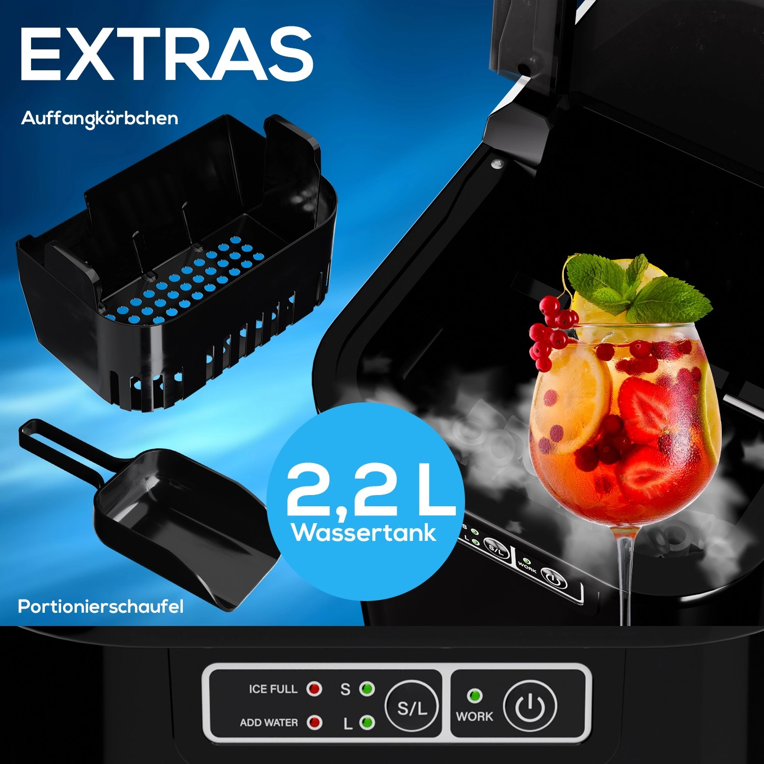 TroniTechnik Eiswürfelmaschine Ice Maker Eiswürfelbereiter Schwarz ...