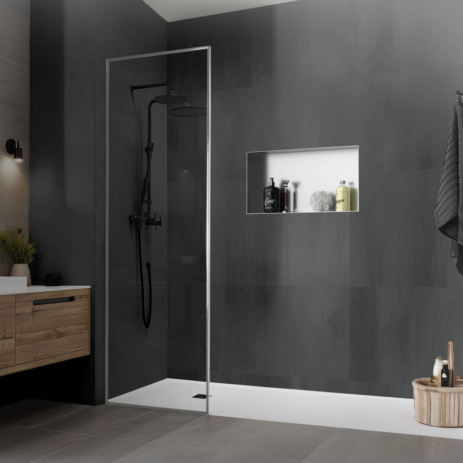 LuxeBath Wandnische aus Edelstahl 60x30x10 cm Silber Duschnische ...