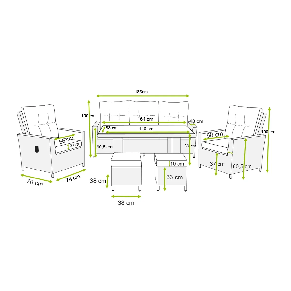 Green Spirit Garten Sitzgruppe Asti Braun-Grau kaufen bei OBI
