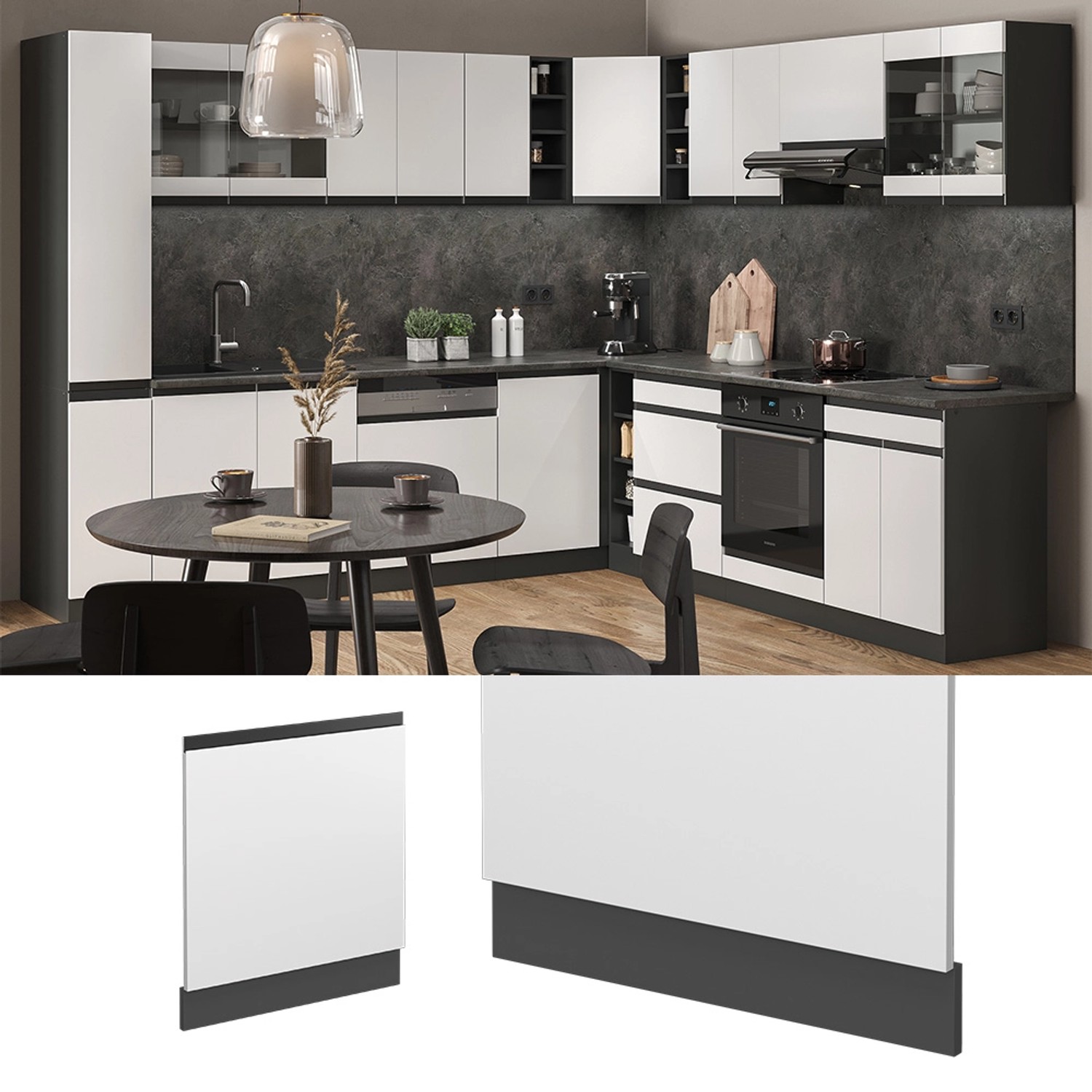 Vicco Frontblende R-Line Geschirrspüler Fronttür Weiß/Anthrazit AP ...