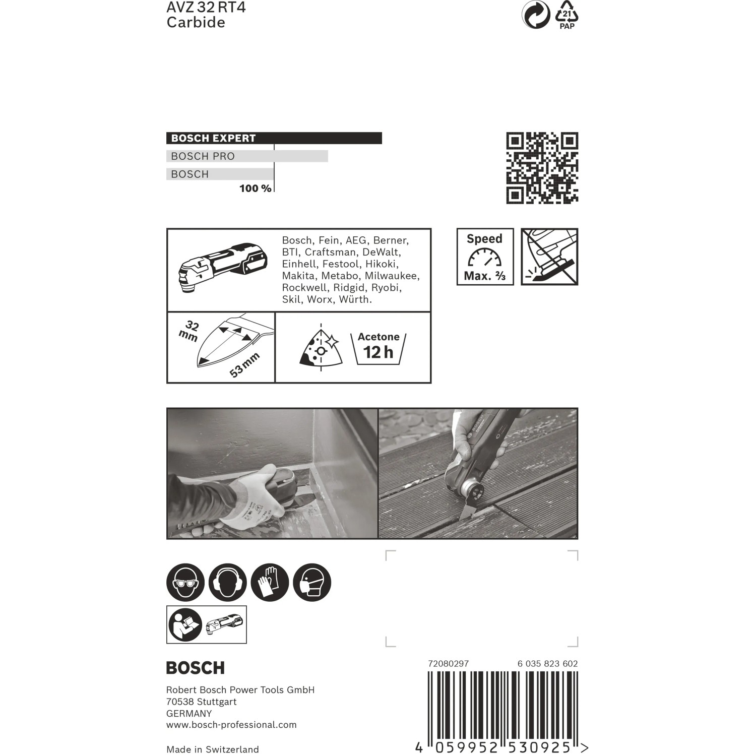 Bosch Expert Schleifplatte Starlock Multi Material AVZ32 RT4 32 mm x 50 ...