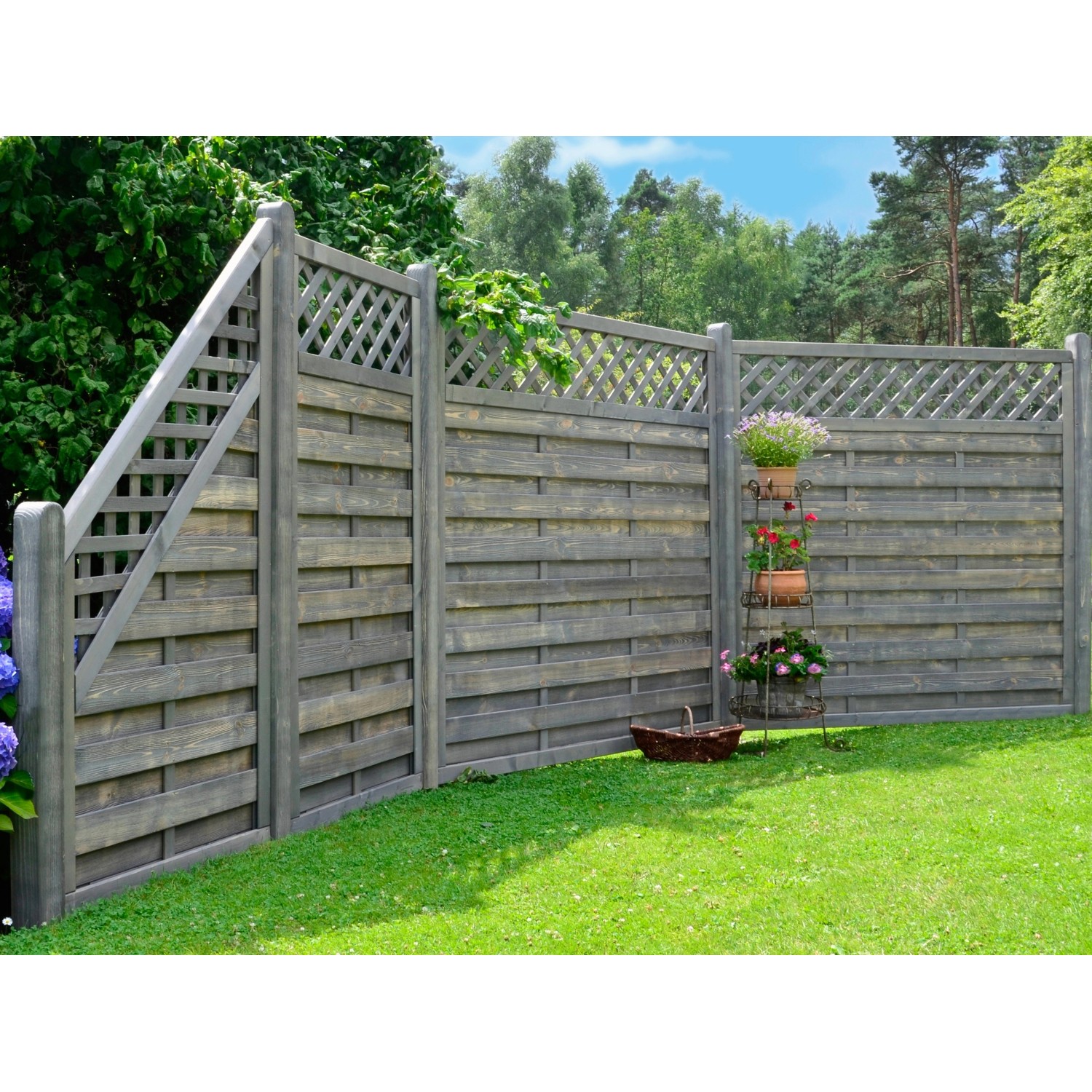 T & J Zaunelement aus Bartek-Serie 180 cm x 180 cm Graulasiert kaufen ...