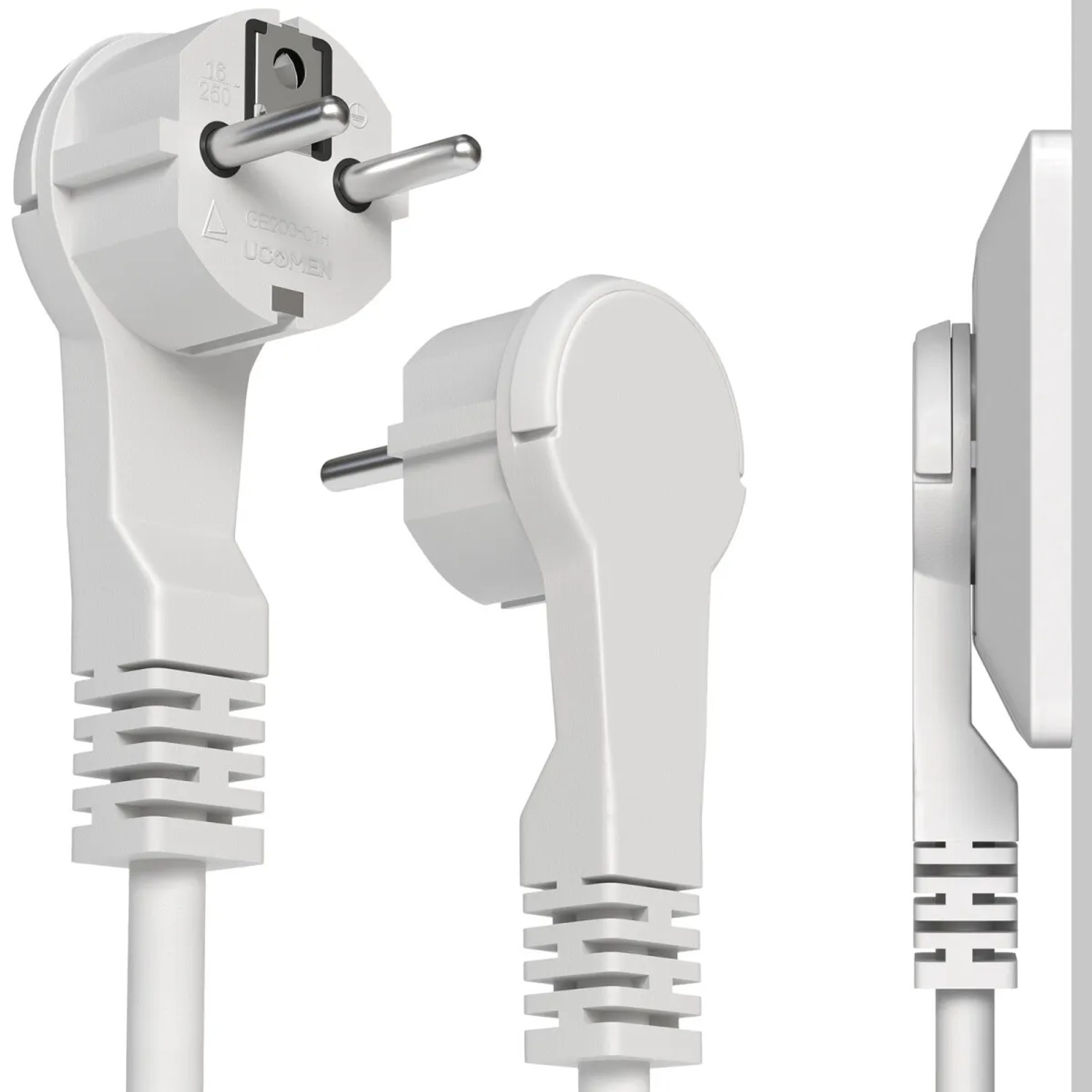 hb-digital 3m Verlängerungskabel mit Winkelstecker H05VV-F Kabel IP22