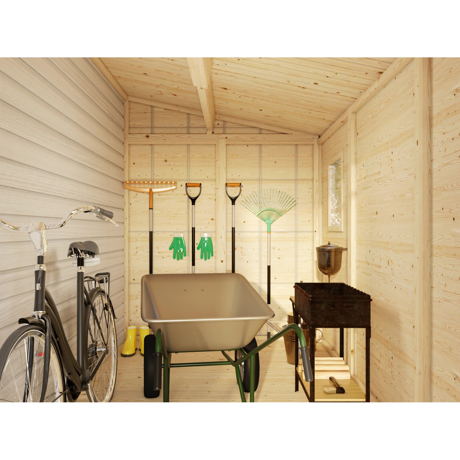 Palmako Gerätehaus Mia 332 x 165 cm Lackiert Hellgrau FSC® kaufen bei OBI