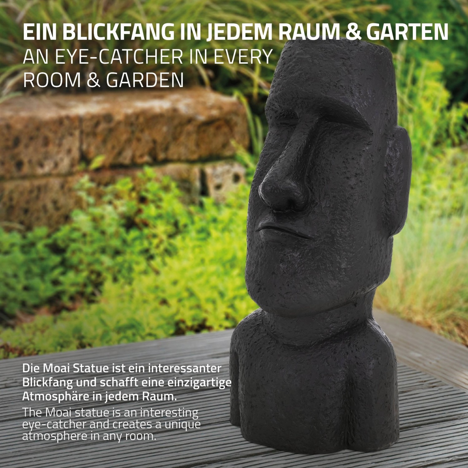 ECD Germany Moai Figur Rapa Nui Kopf 53,5 cm Hoch Steinguss Kunstharz ...