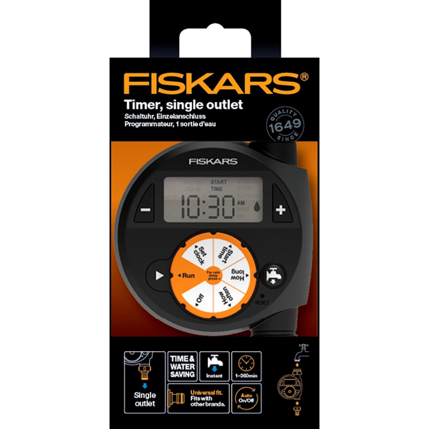 Fiskars Zeitschaltuhr/Timer mit 1 Ausgang Schwarz-Orange kaufen bei OBI