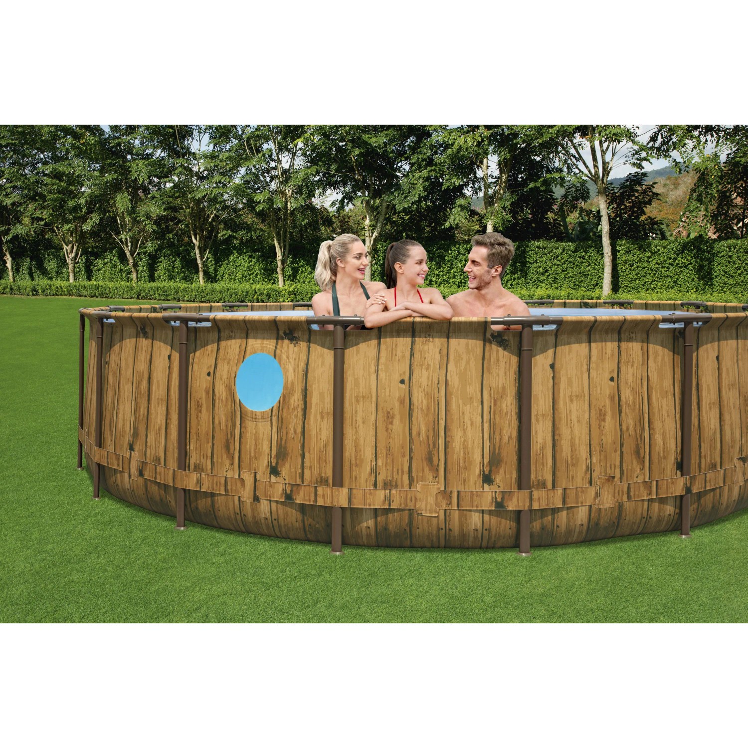 Bestway Stahlrahmenpool Set Power Steel Swim Vista Ø 549 cm x 122 cm Rund Braun kaufen bei OBI