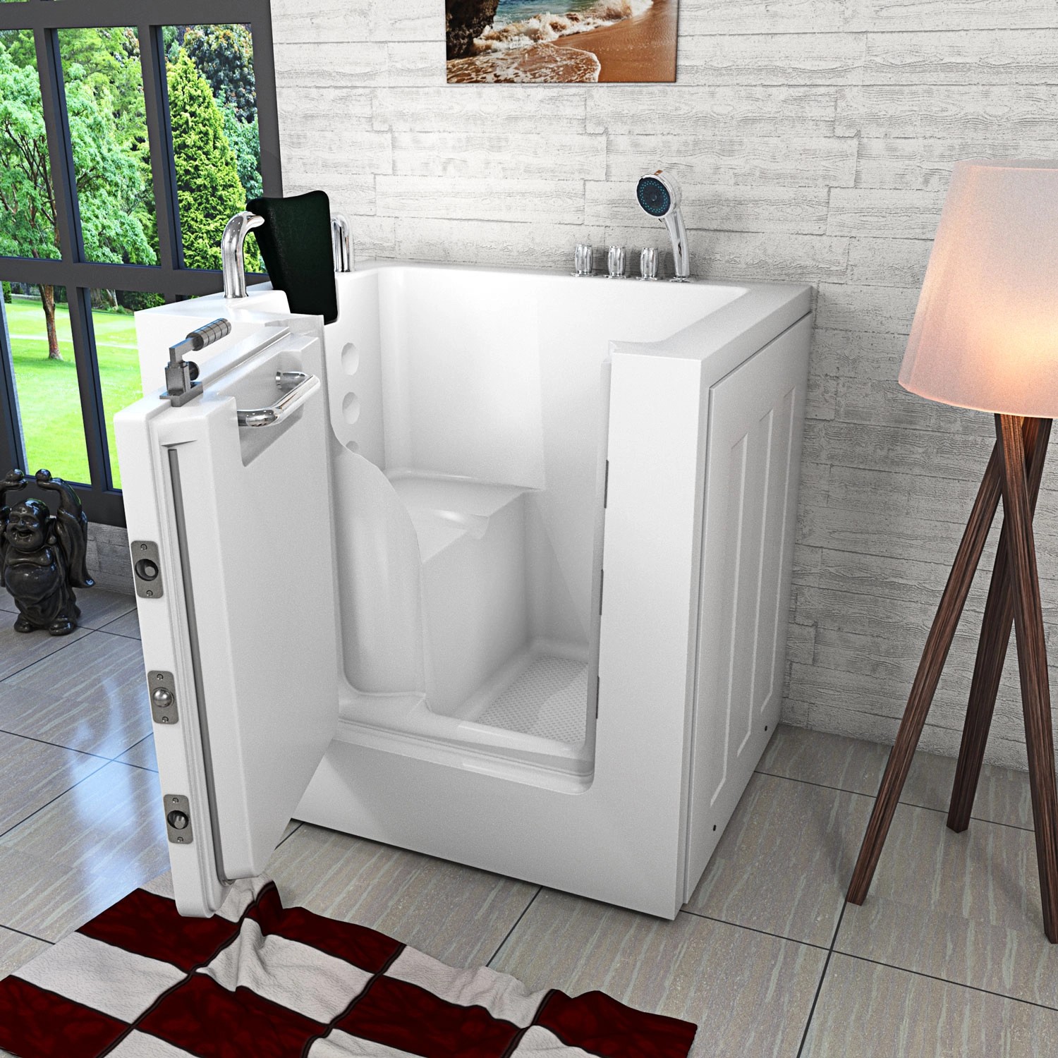 AquaVapore Sitzbadewanne Senioren Sitzwanne mit Tür S02-TH-B-L 100x78cm ...