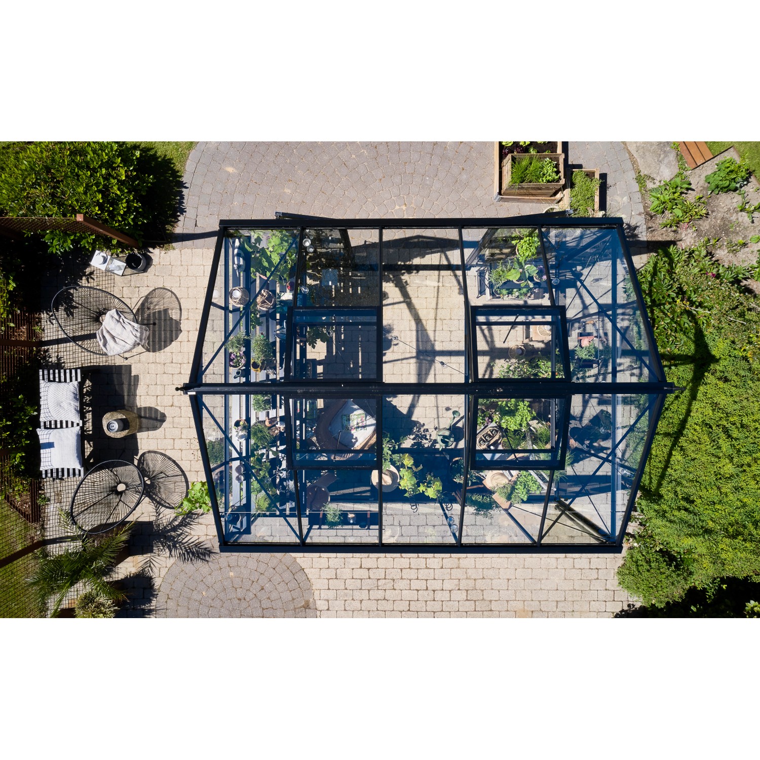 Juliana Gewächshaus Jubii 60 Sicherheitsglas 3 mm Schwarz 10,9 m² ...