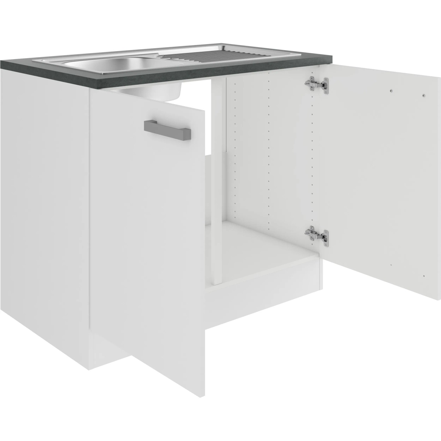 OPTIFIT Oslo214 Spülenunterschrank 100 cm Feinstruktur Weiß kaufen bei OBI