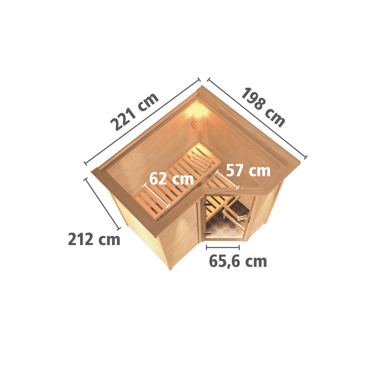 Woodfeeling Sauna-Set Steena 1 inkl. Ofen 9 kW mit integr. Steuerung ...
