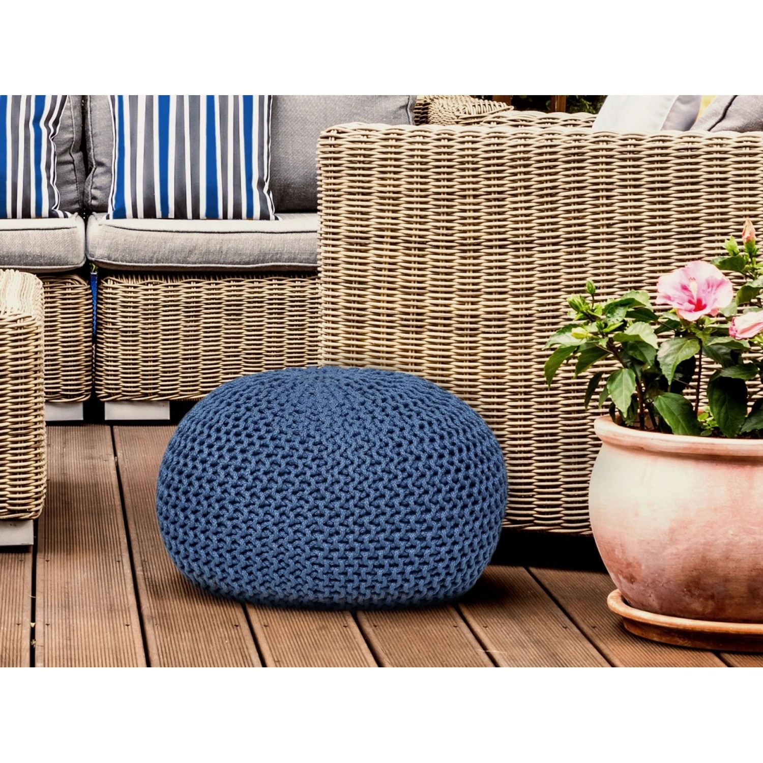 Navy outdoor pouf store