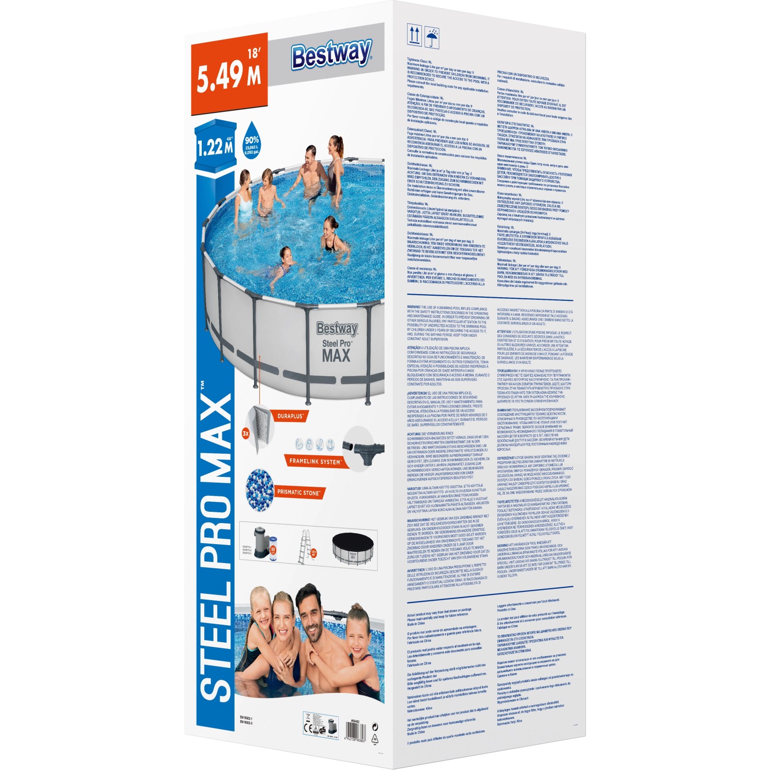 Bestway® Steel Pro MAX™ Frame Pool Komplett-Set Lichtgrau Ø 549 x 122 ...