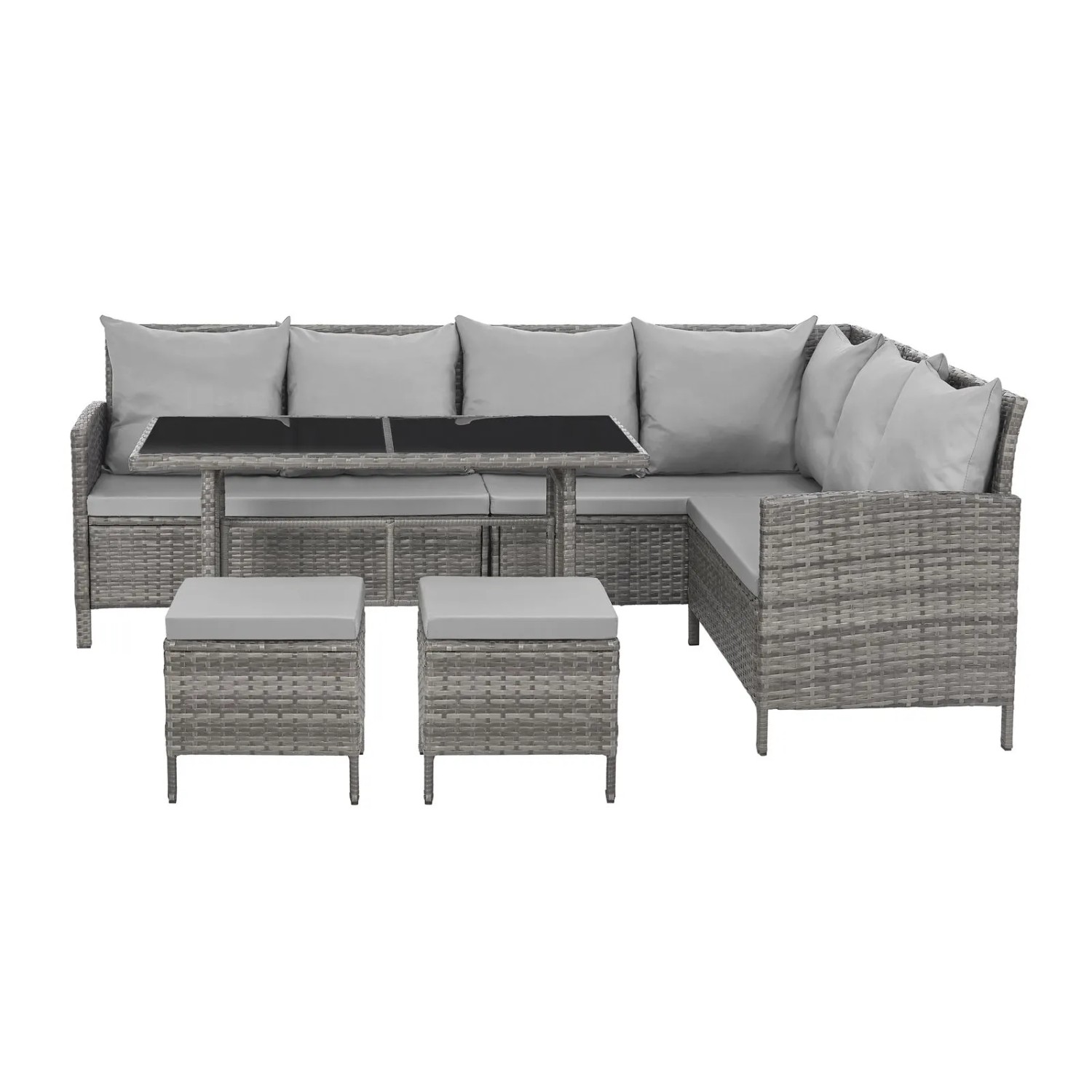 SVITA Garten Lounge Set Madison Polyrattan Ecksofa Grau kaufen bei OBI