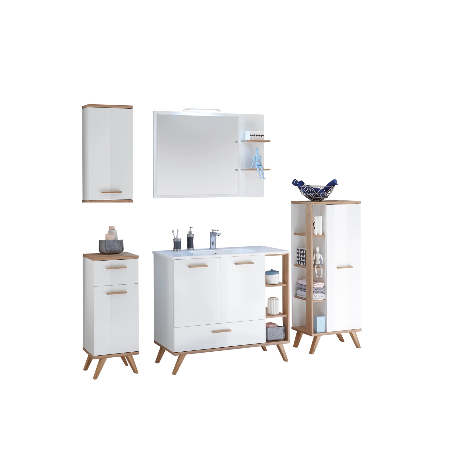 Pelipal Badmöbel-Set Quickset 923 Weiß/Riviera 187 cm 6-tlg. kaufen bei OBI