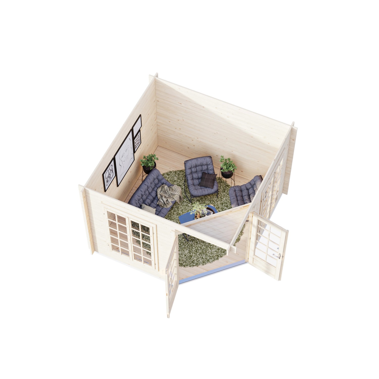 Palmako Pavillon Melanie Low 280 x 280 cm Naturbelassen FSC®