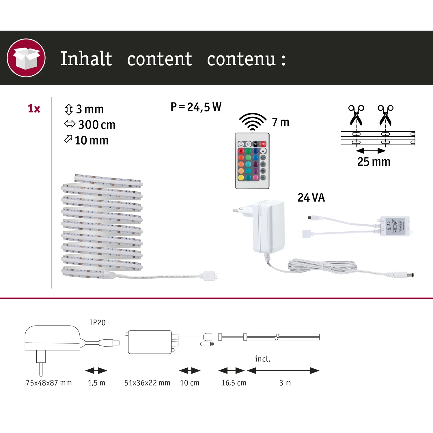 Paulmann SimpLED LED Strip COB Komplettset 3 m Mehrfarbig 22W kaufen ...