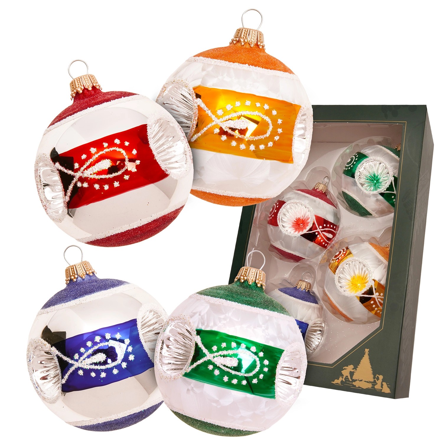 Preisvergleich für Krebs Glas Lauscha Weihnachtskugeln Set Reflex ...