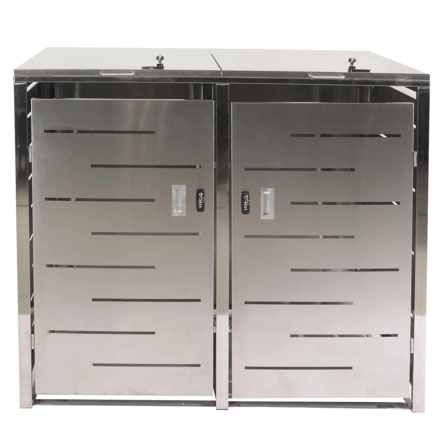 MCW 2er-Mülltonnenverkleidung E83 Edelstahl 48kg 117x131x80cm Silber kaufen bei OBI