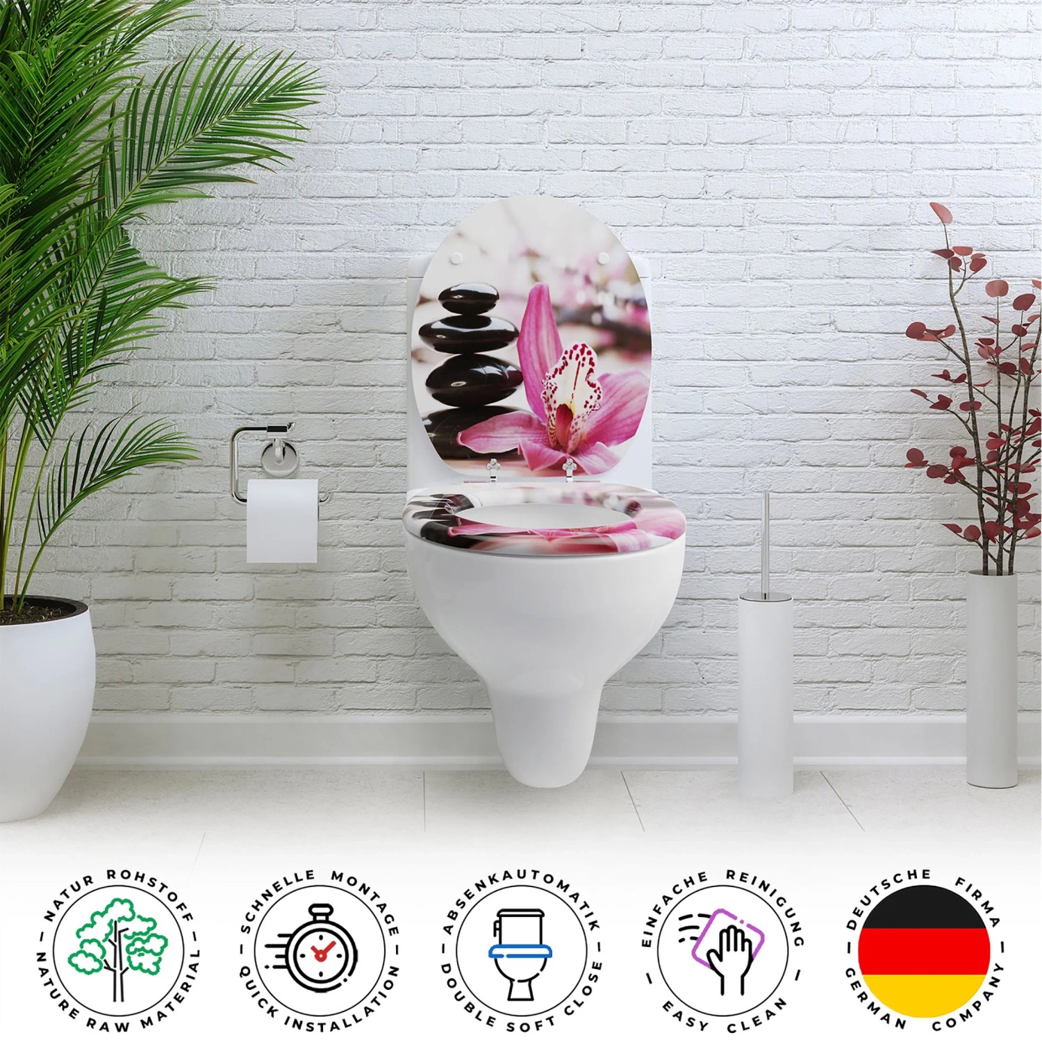 Sanfino WC Sitz Pink Flower Toilettendeckel mit Absenkautomatik aus ...
