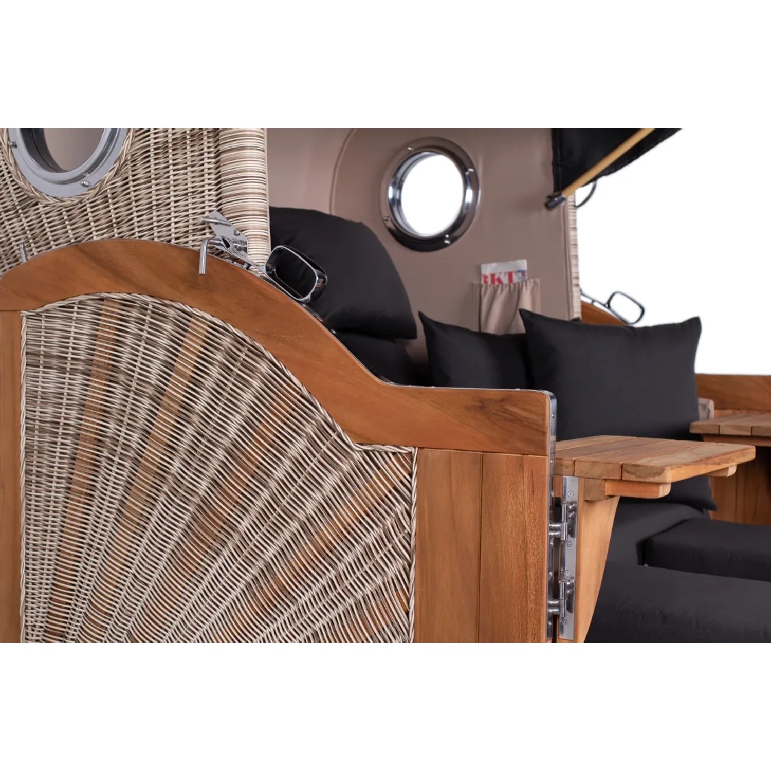 GarWoh Strandkorb Rantum Grande Teak PE Shell Dessin 548 kaufen bei OBI