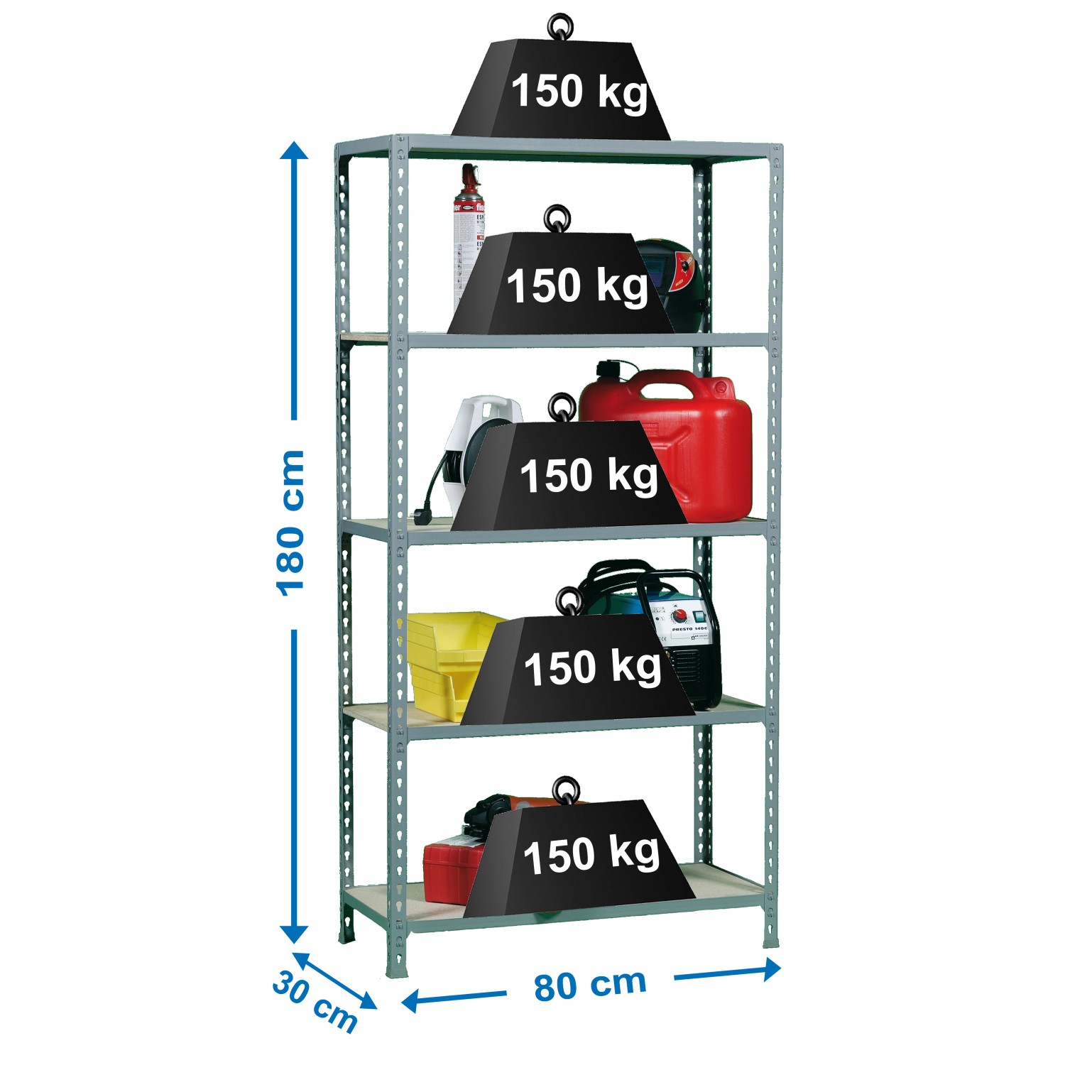 PROREGAL Schwerlastregal Muli HxBxT 180 x 80 x 30 cm 5 Fachböden Fachlast 150 kg Grau kaufen bei OBI