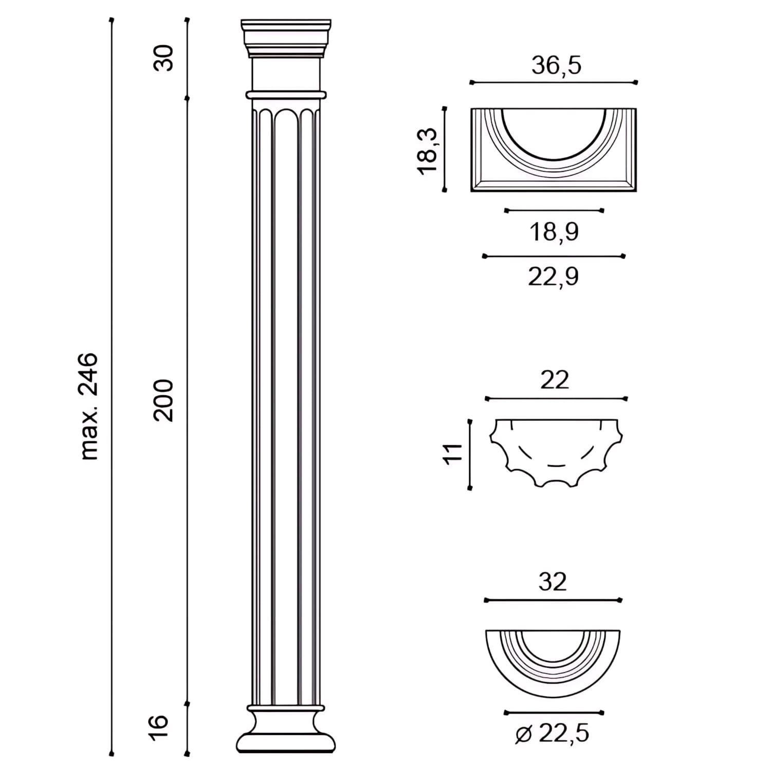 ORAC DECOR KD5H LUXXUS Halbsäulen Set Wand-Stuck-Säule Relief-Form ...