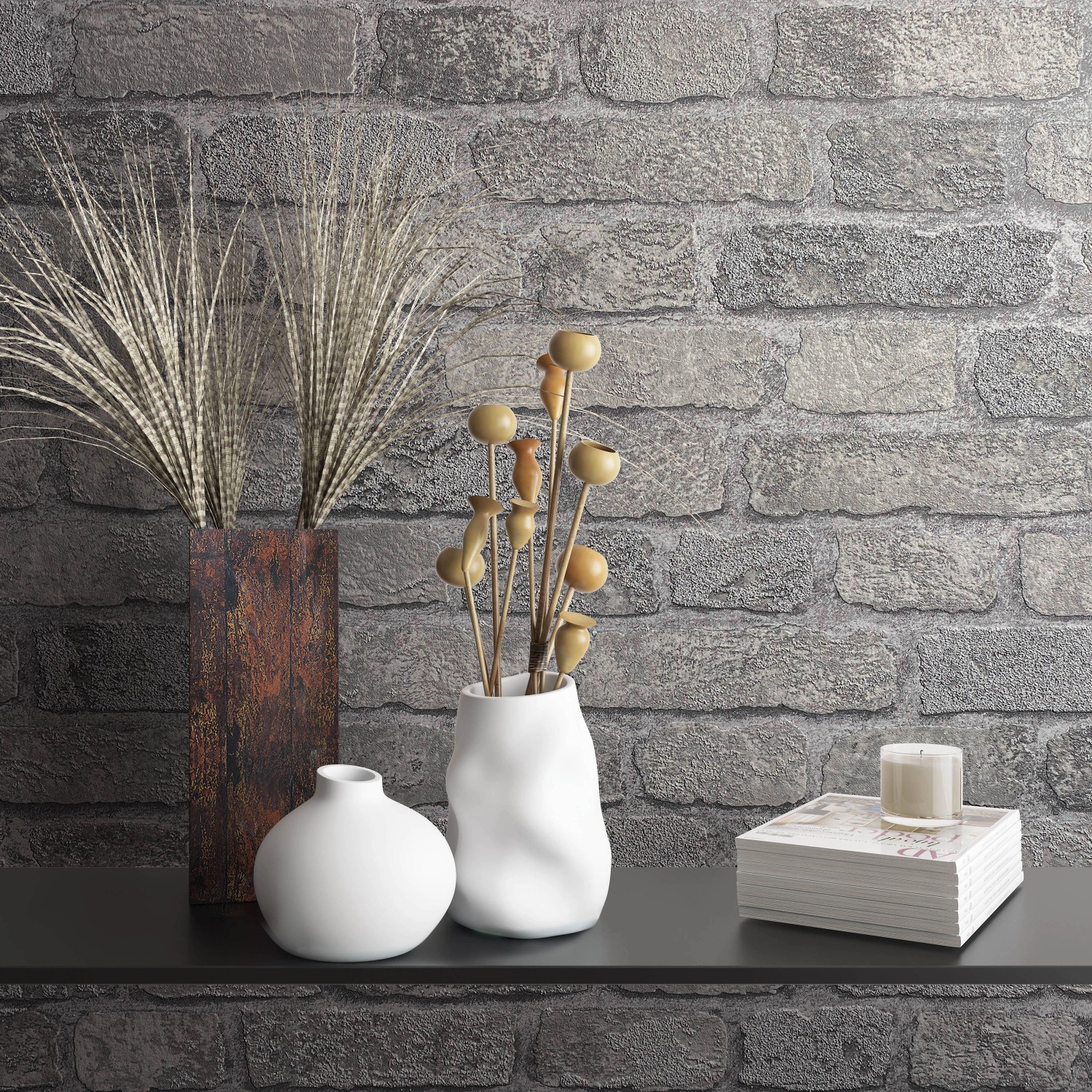 Marburg Vliestapete Imagine Holz/Stein Grau kaufen bei OBI