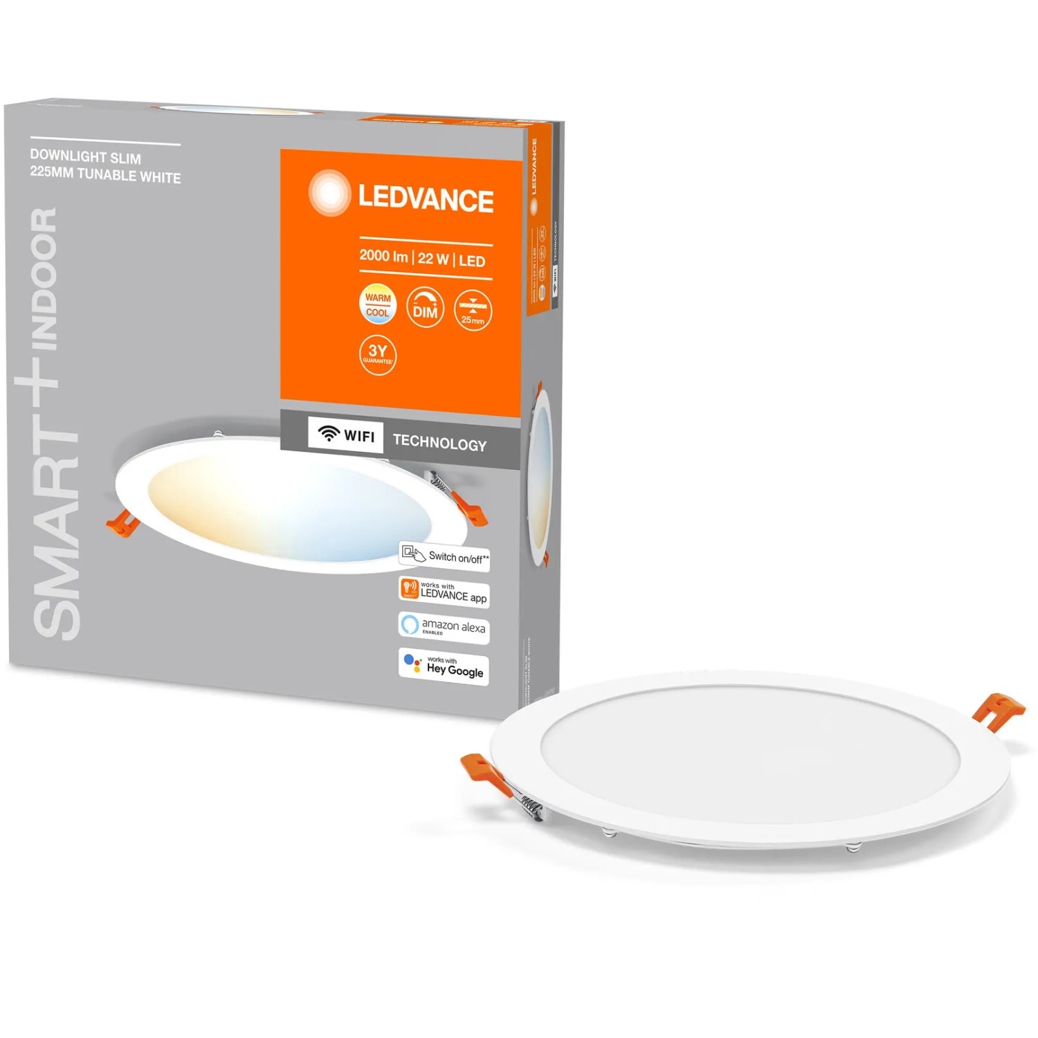 Ledvance Smart+ WiFi LED-Einbauleuchte Downlight Slim TW Weiß Ø 22,5 cm ...
