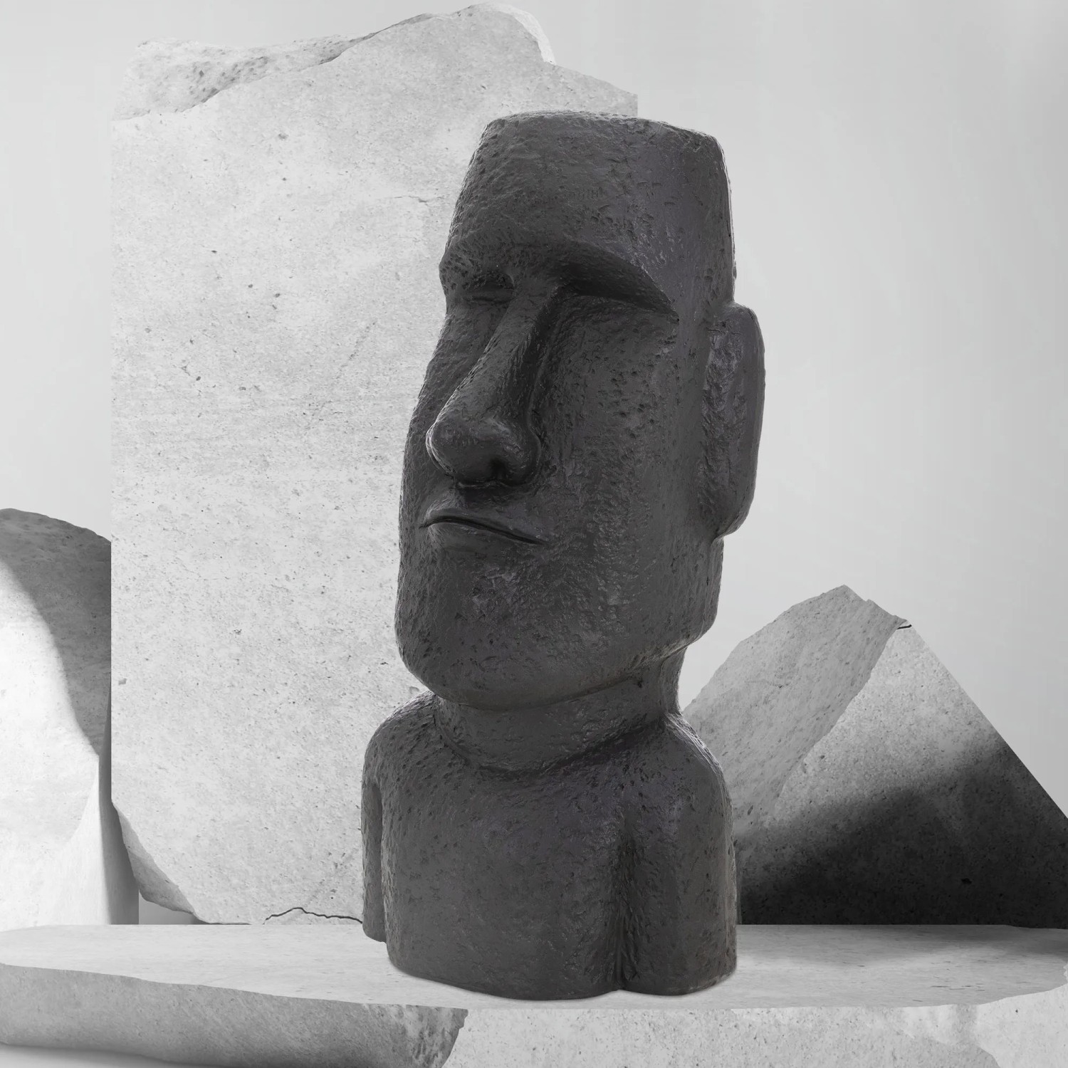 ECD Germany Moai Kopf Gartenfigur Osterinsel Figur 53,5 cm Kunstharz ...