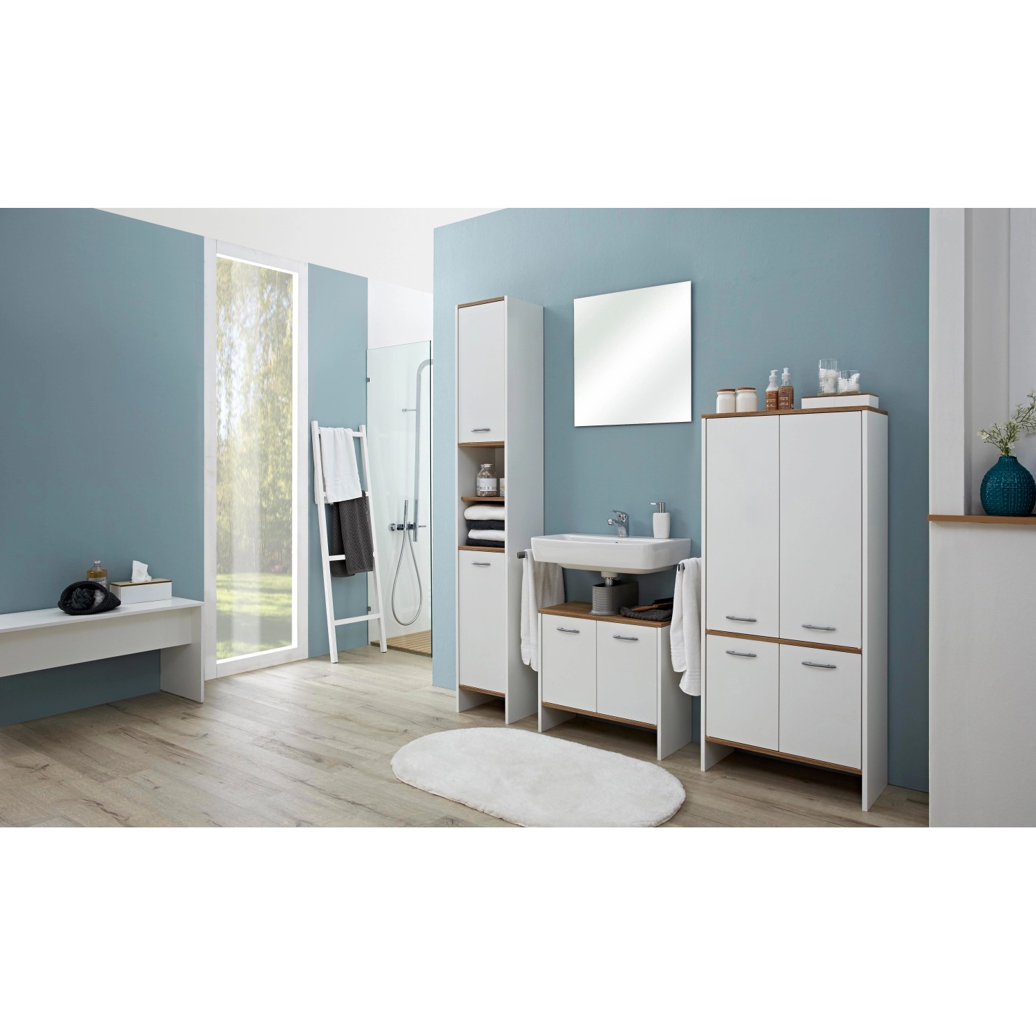 Pelipal 305 Sina Bad-Hochschrank Weiß Perl/Riviera Eiche 33 cm kaufen ...