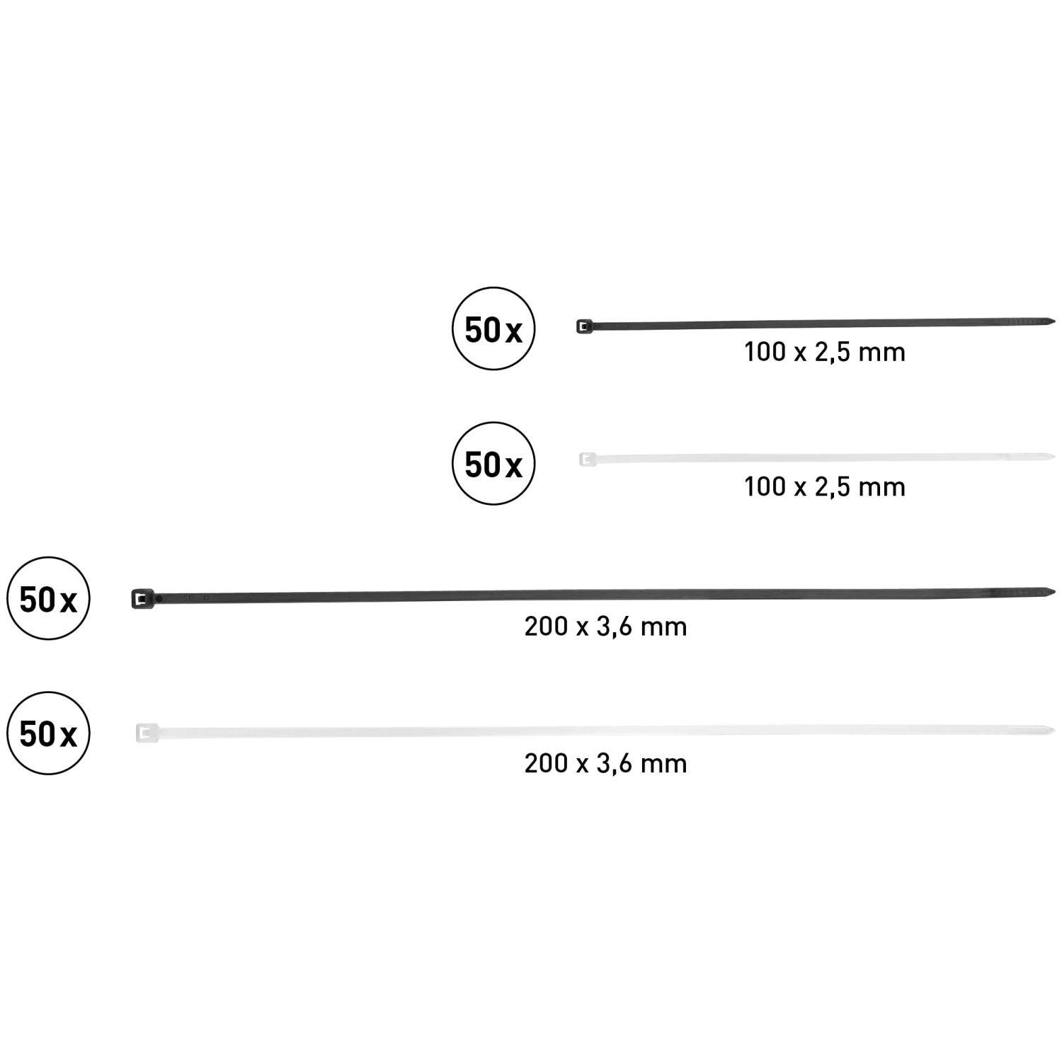 Kabelbinder-Set Schwarz-Weiß 200-teilig kaufen bei OBI
