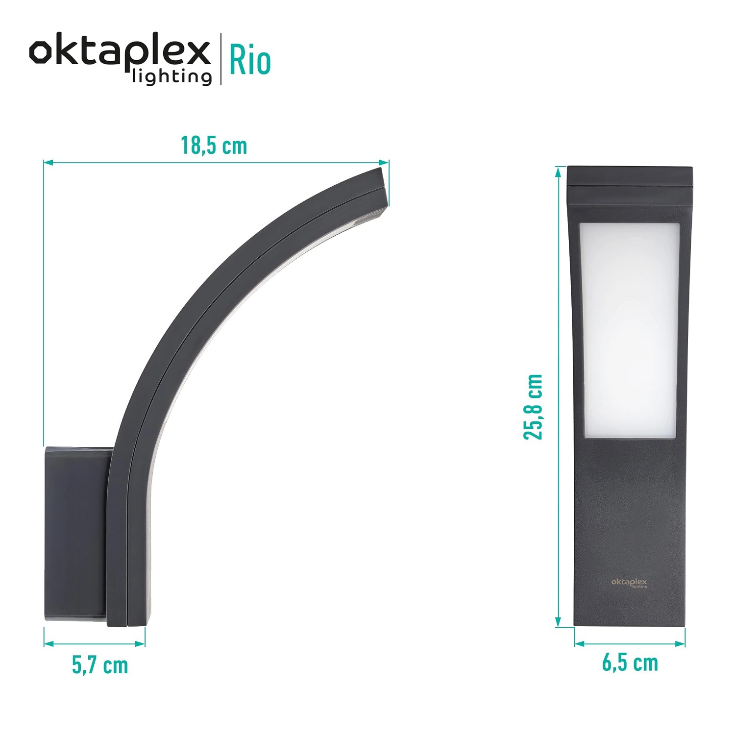 Oktaplex Außenwandleuchte Rio 10W IP54 Anthrazit 3000K Warmweiß 750lm ...