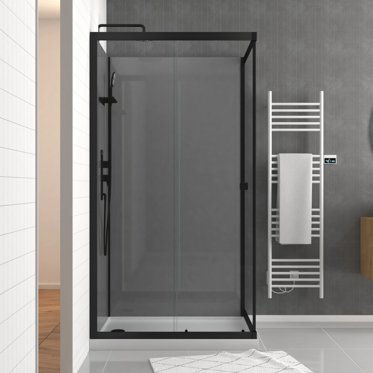 Aurlane Komplettdusche Grey Touch Rectangle 110 cm x 80 cm x 215 cm ...