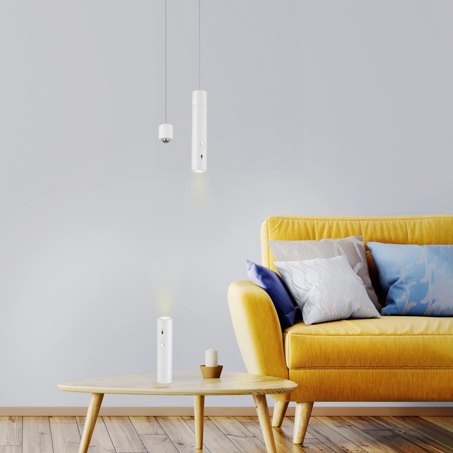 Just Light. LED-Akku-Pendelleuchte Attach Weiß 120 cm x Ø 16 kaufen bei OBI