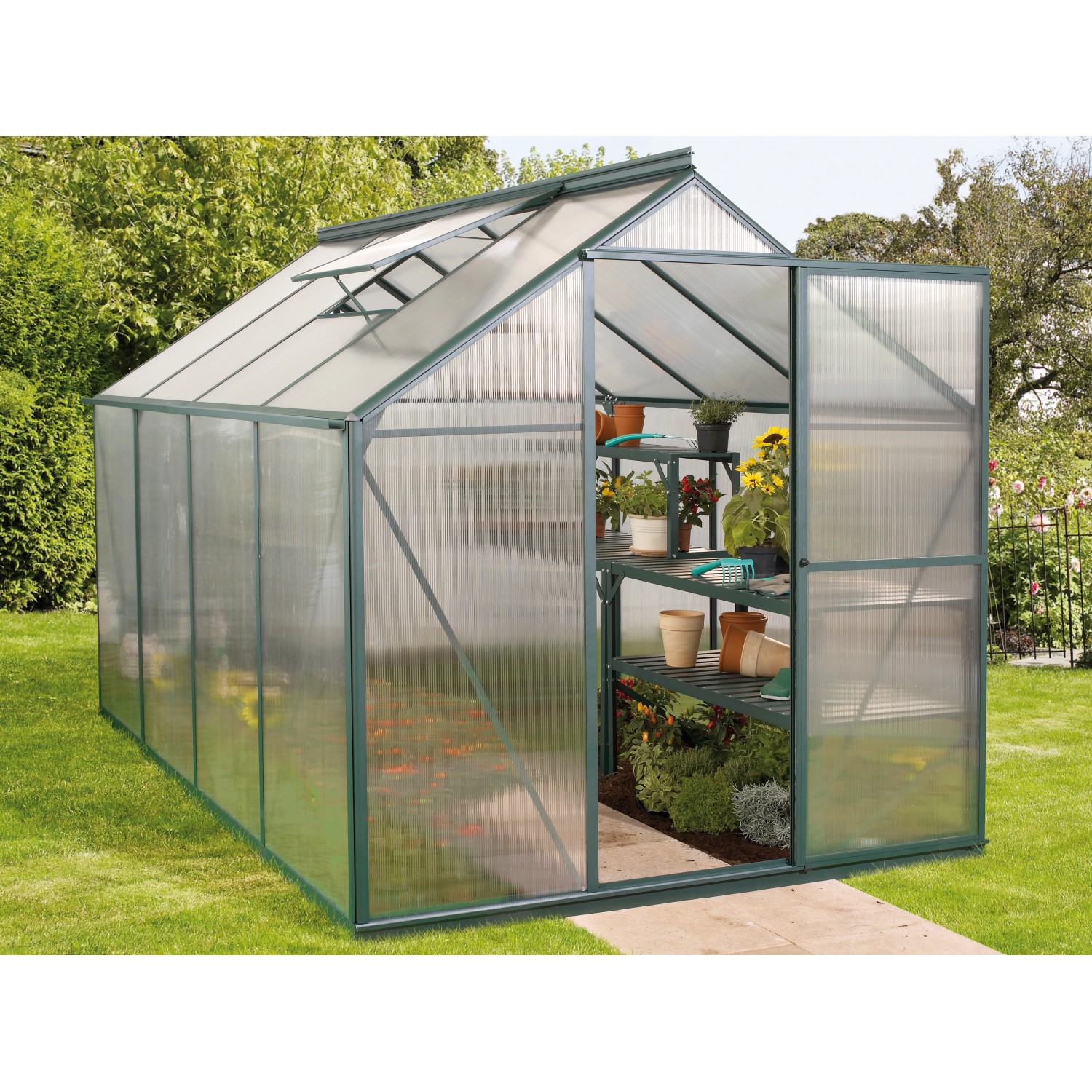 Gewächshaus Triton 5000 HKP 4 mm Dunkelgrün inkl. Fundament kaufen bei OBI