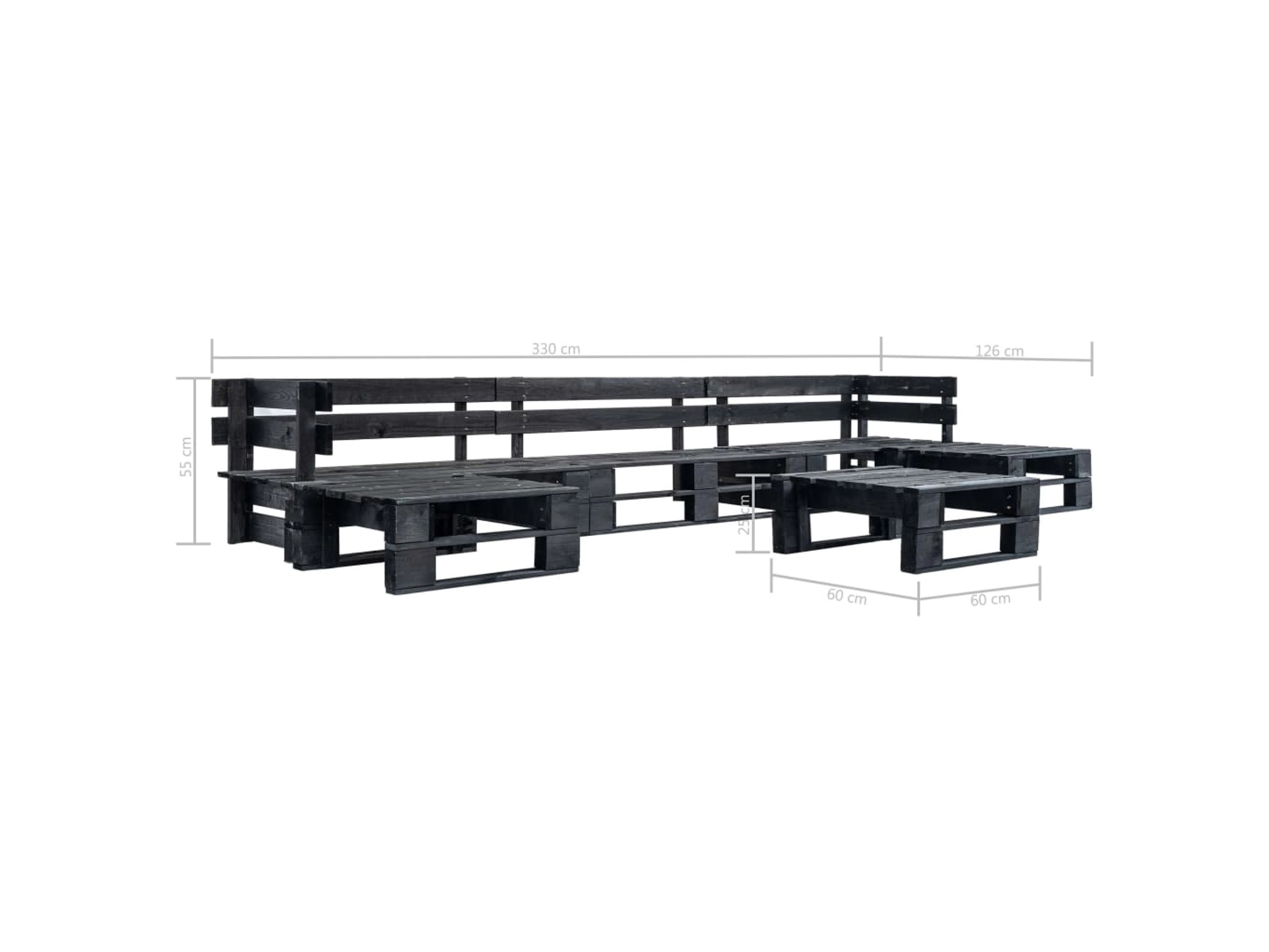 vidaXL 6 tlg Garten Paletten Sofagarnitur Schwarz Holz Modell 2 kaufen bei OBI