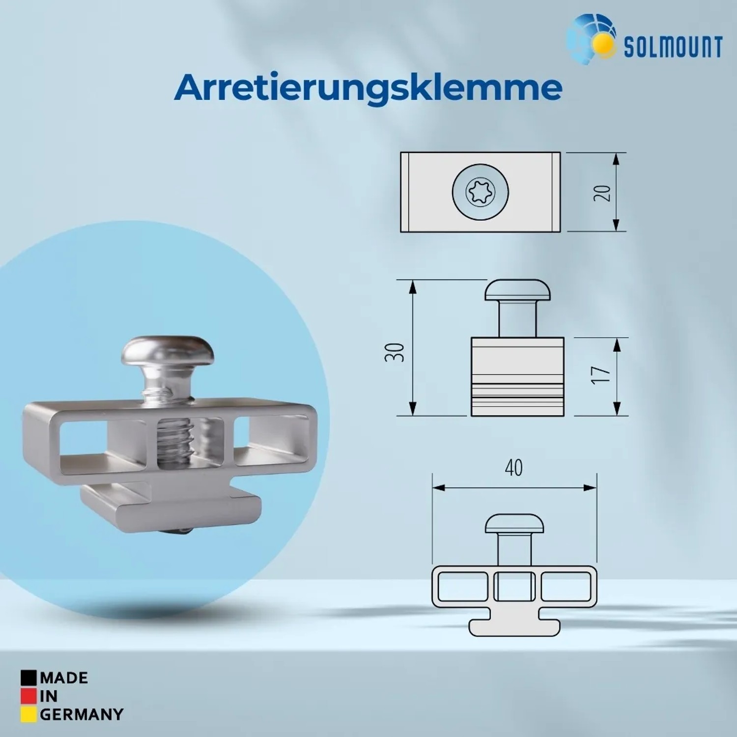 Solmount Solarmodul Klemme Arretierung Abrutschsicherung vertikal ...