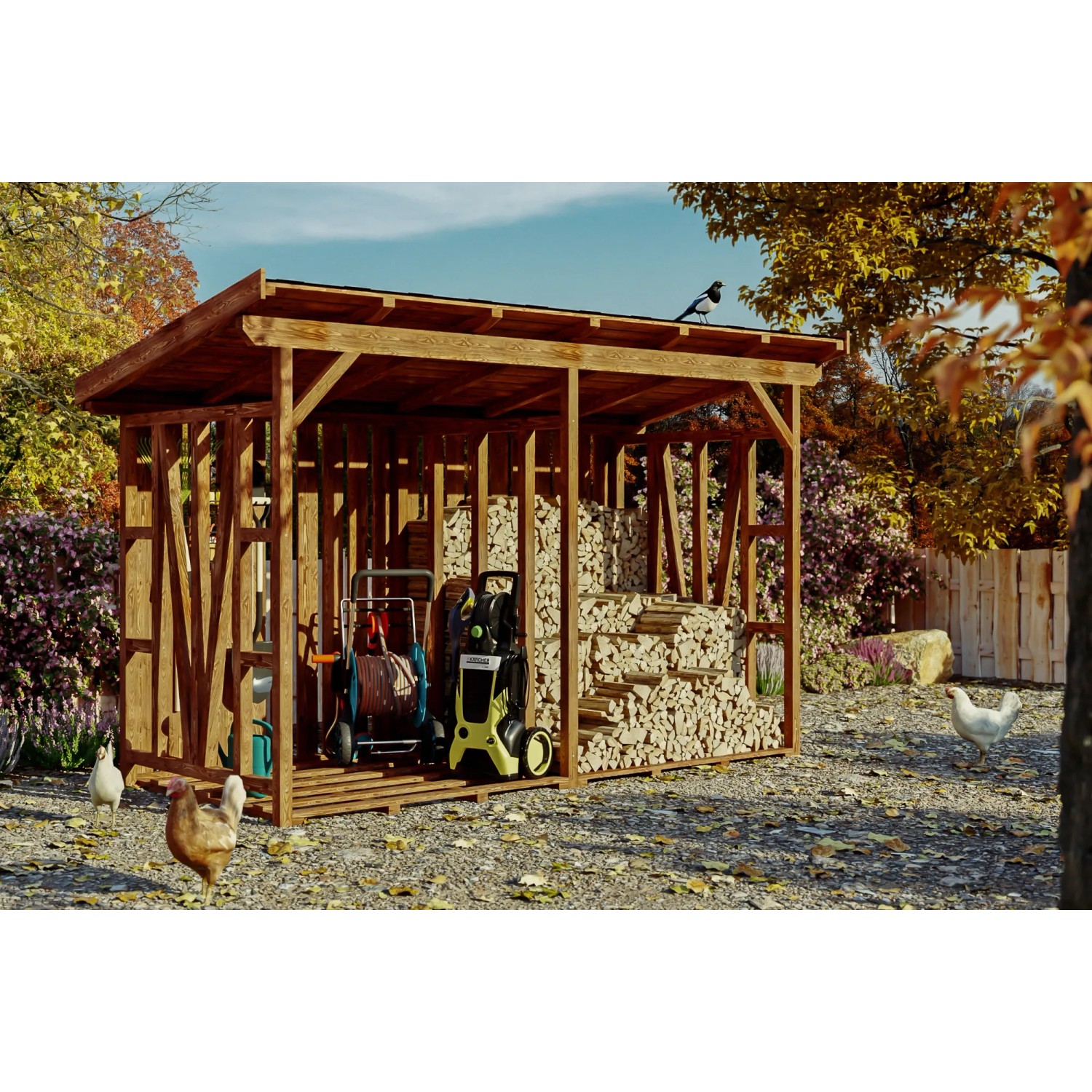 Skan Holz Holzunterstand Max 2 370 cm x 160 cm Nussbaum kaufen bei OBI