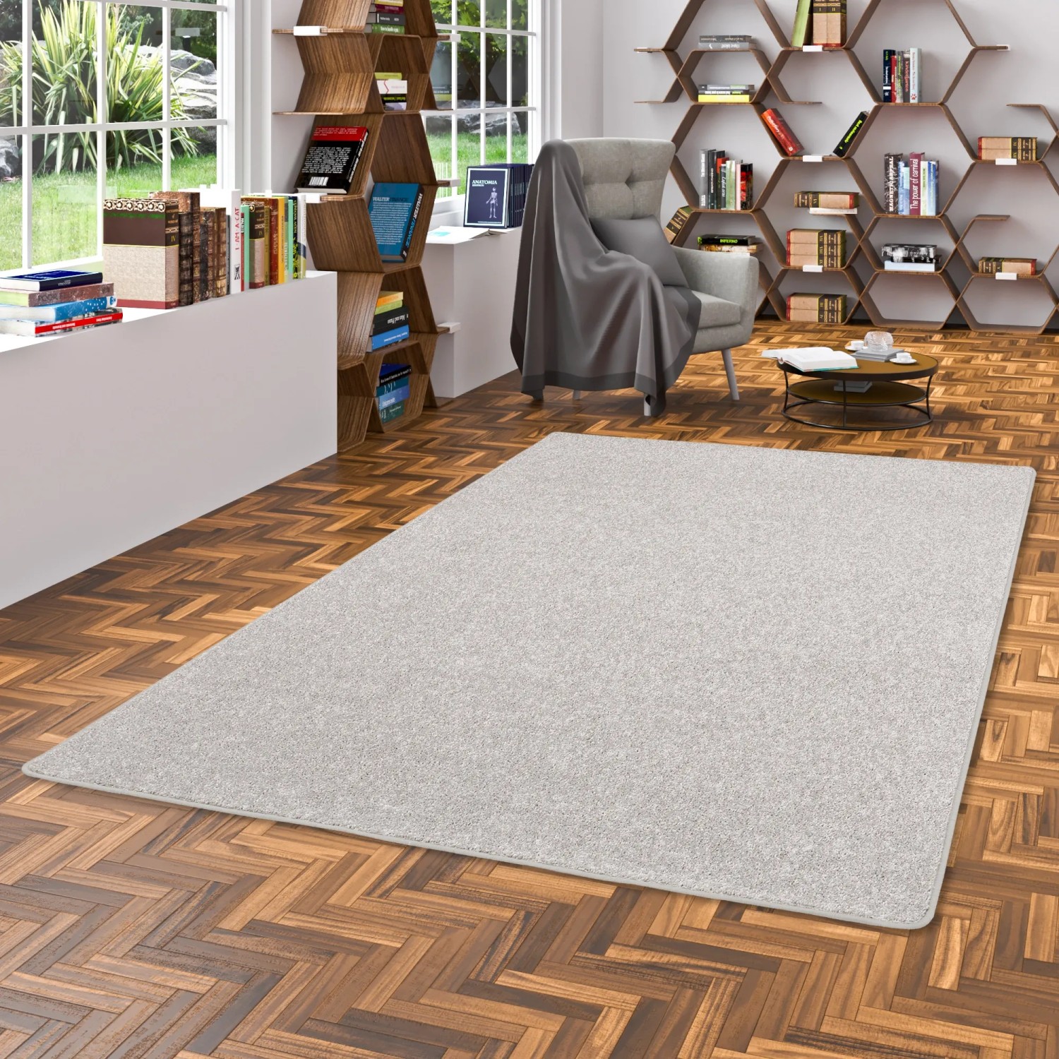 Stilvolle Teppich Silbergrau Modern Bilder