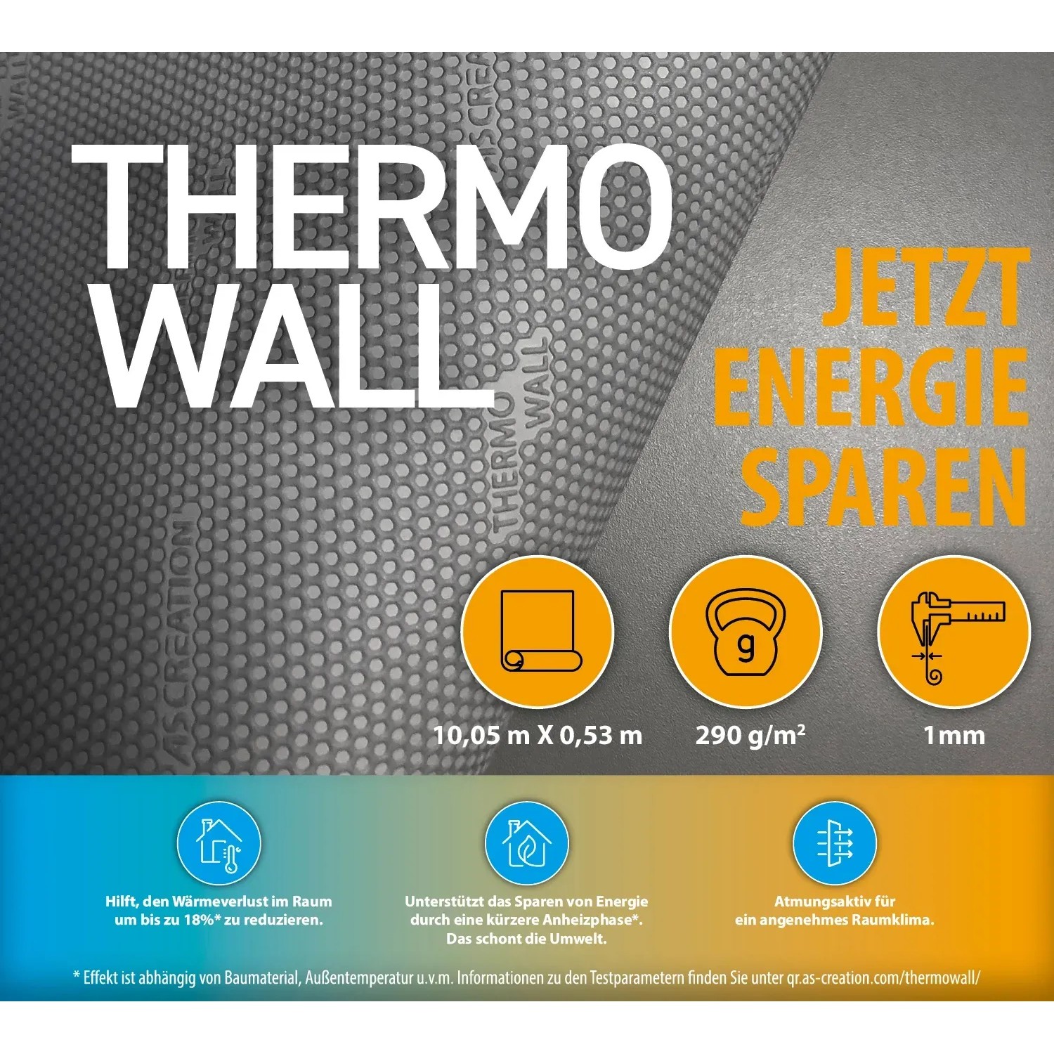 AS-Creation Vliestapete Thermowall Uni Matt Glatt 10,05 m x 0,53 m Weiß ...
