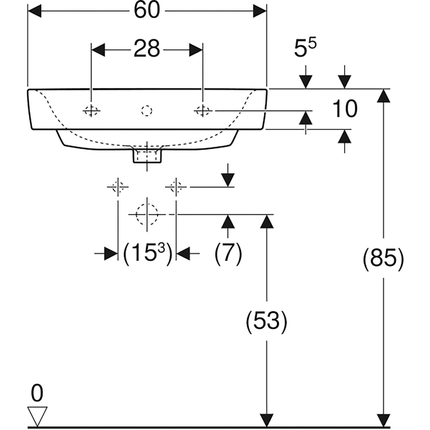Geberit Waschbecken Renova Plan 60 cm x 48 cm Weiß kaufen bei OBI