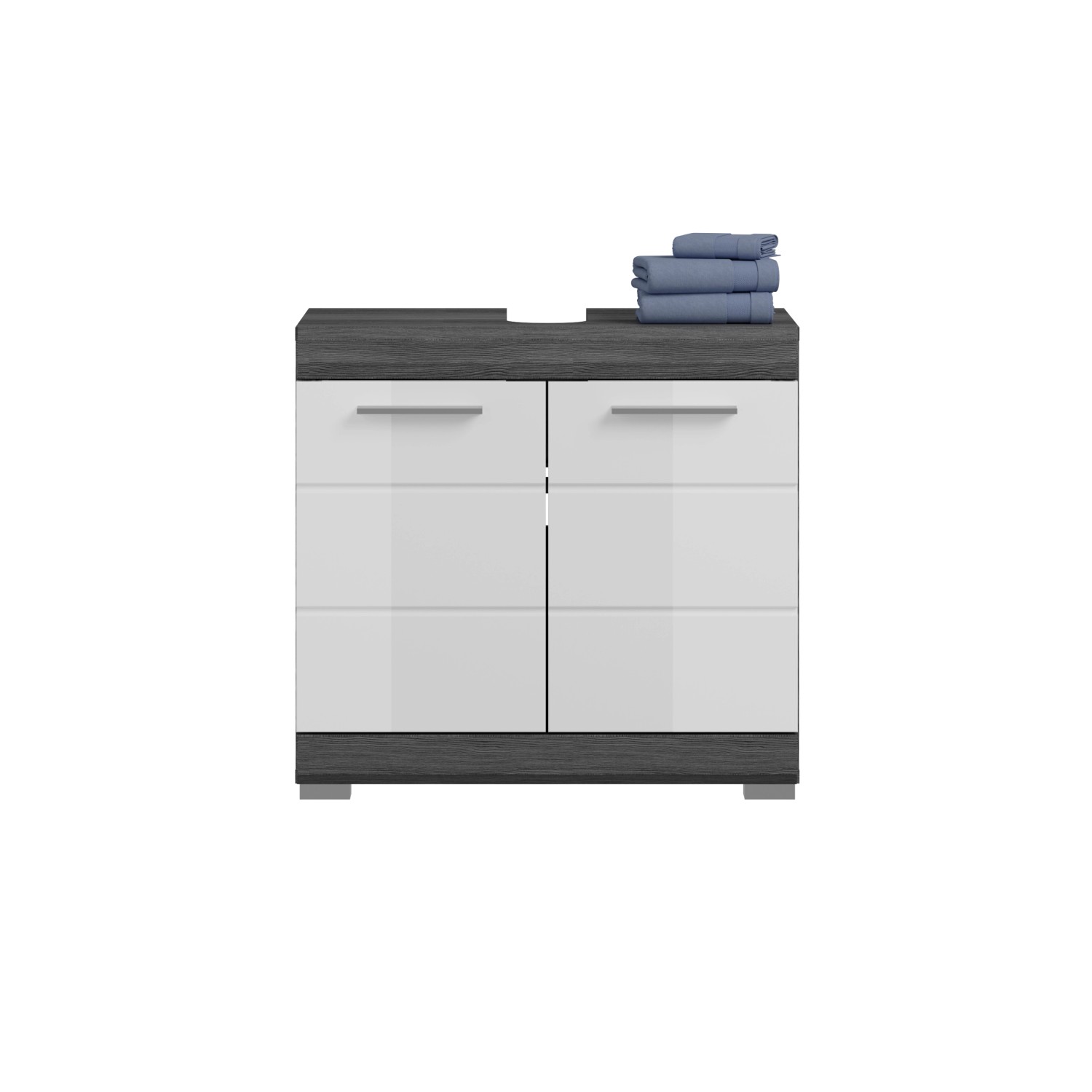 Badkombination m. Spiegel 190 cm x 191 cm x 34 cm Weiß-Rauchsilber ...