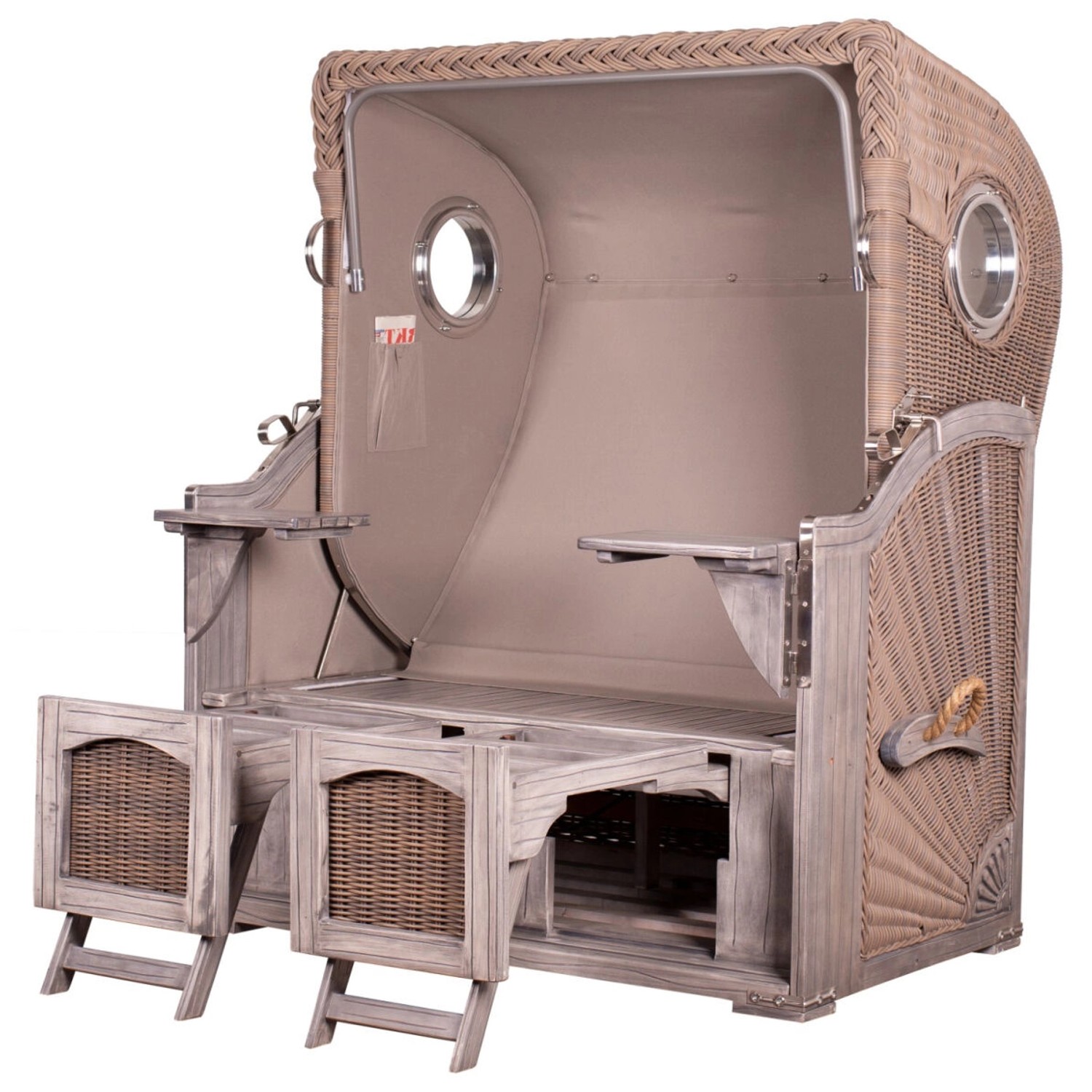 bene living Strandkorb Komplettset Ammersee Mahagoni Bullauge washed ...