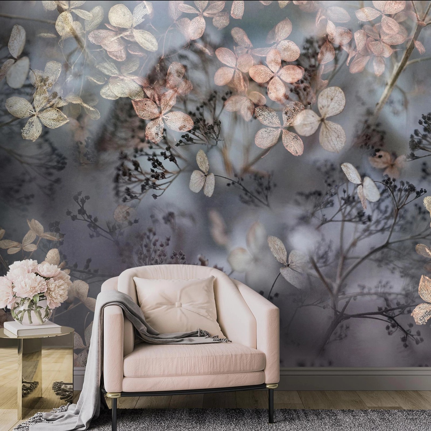 Bricoflor Florale Tapete Violett Vlies Fototapete mit Blumen im Herbst ...