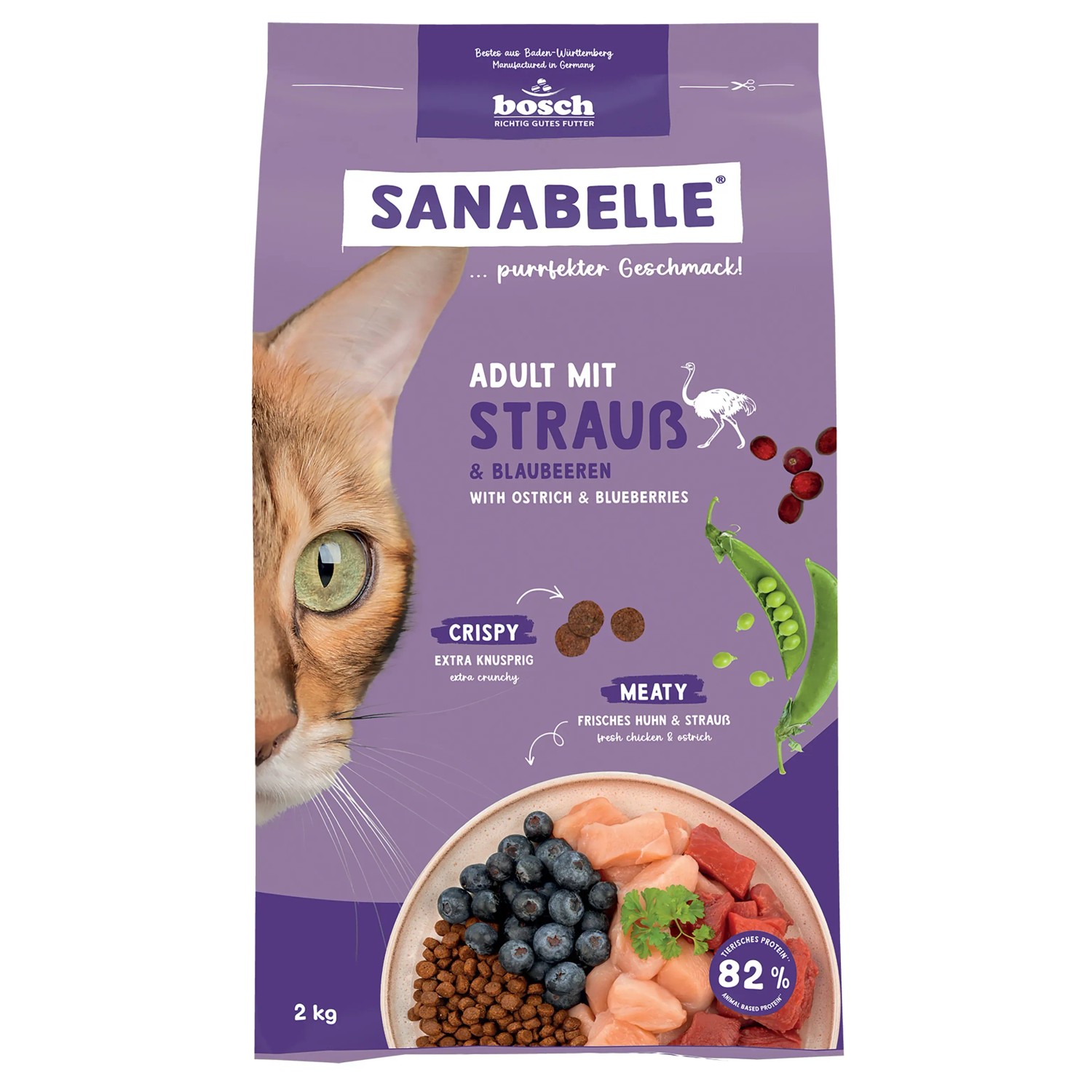 Sanabelle Katzen-Trockenfutter Adult Strauß & Blaubeeren 2 kg kaufen ...
