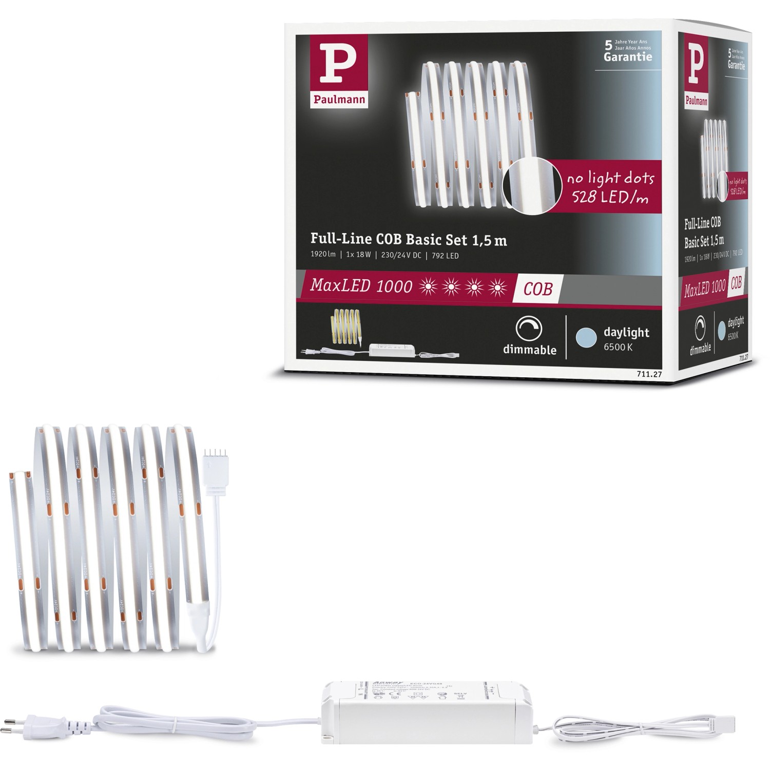 Paulmann LED-Strip Full-Line MaxLED 1000 COB Basisset 18W 1280lm 6500K ...